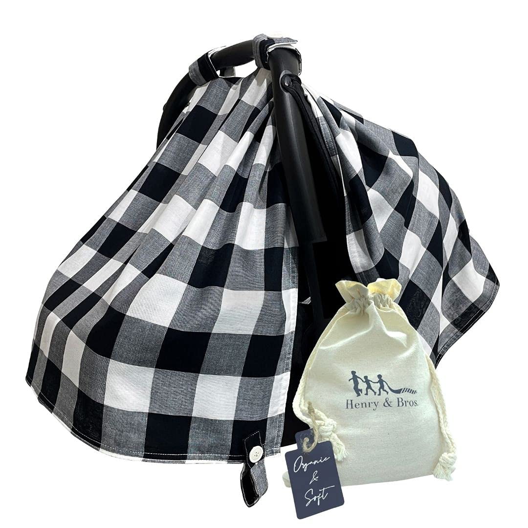 Henry & BROS 5-in-1 Infant Car Seat Cover, Black and White Buffalo ...