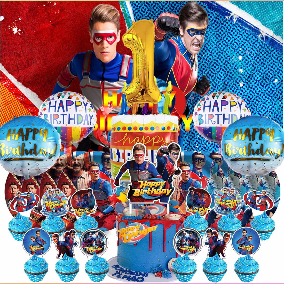 Henry Danger 1st Tableware Balloons Cake Toppers Backdrop Banner ...