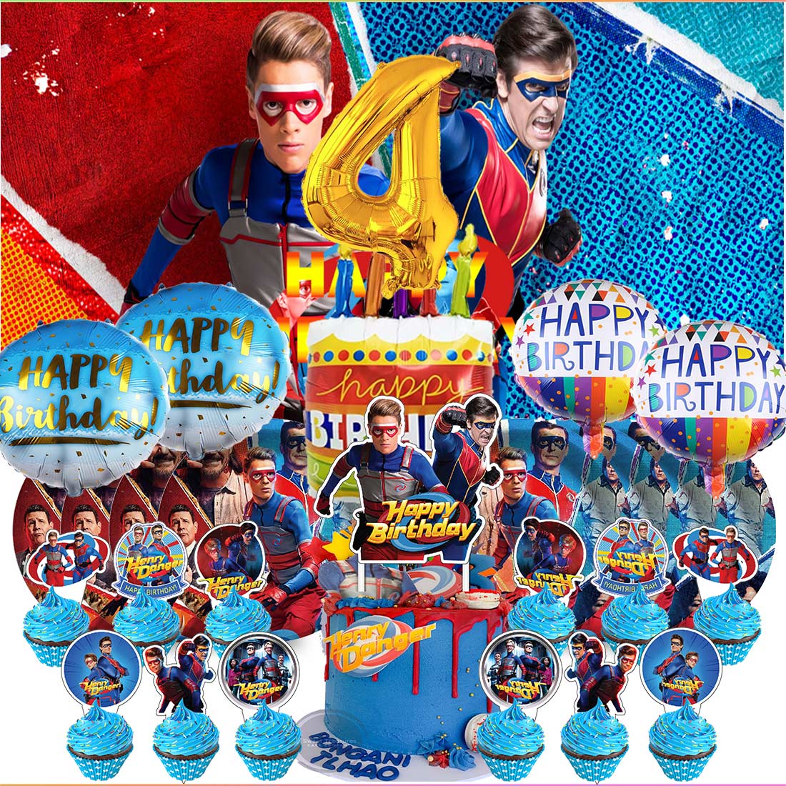 Henry Danger 4th Tableware Balloons Cake Toppers Backdrop Banner ...