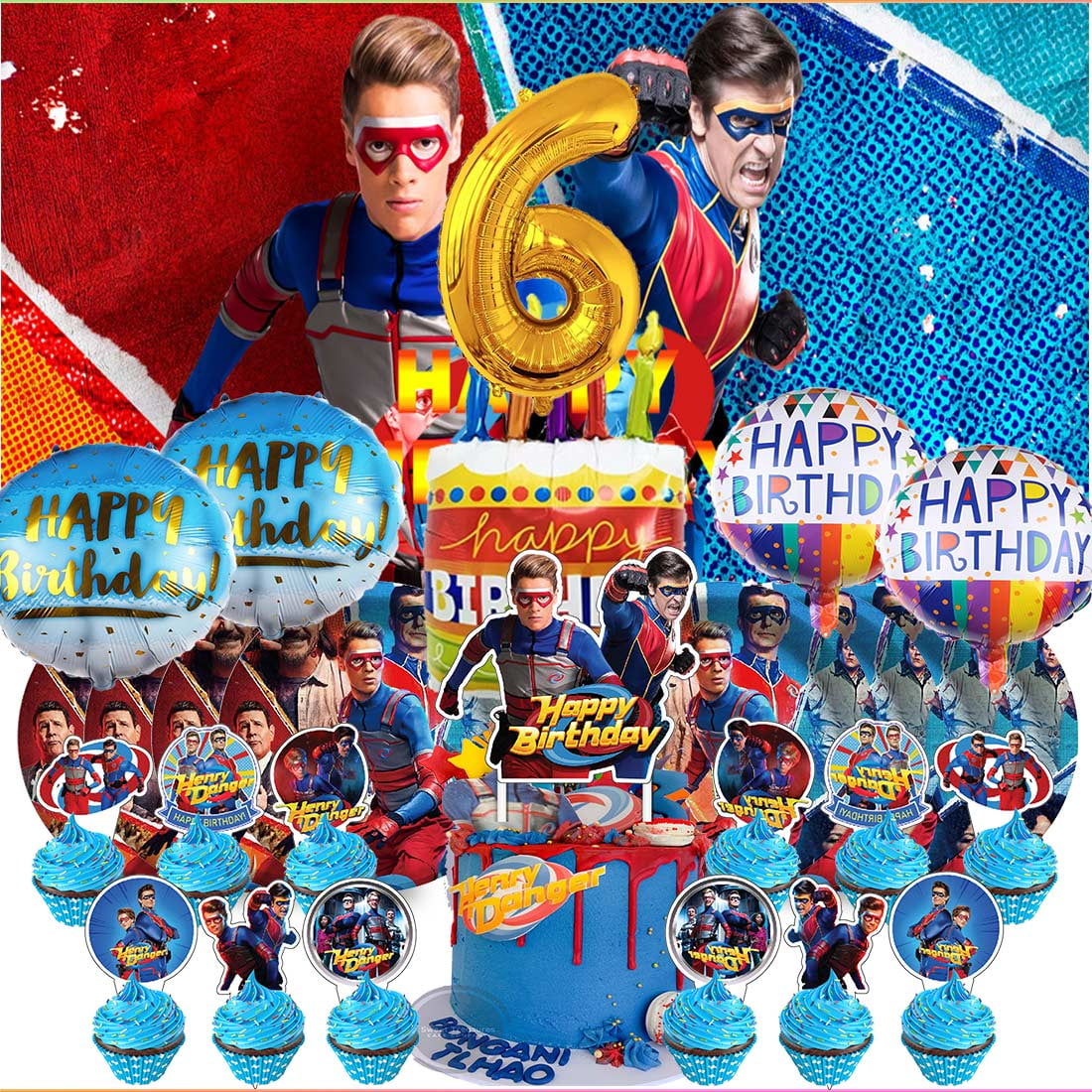 Henry Danger 6th Tableware Balloons Cake Toppers Backdrop Banner ...