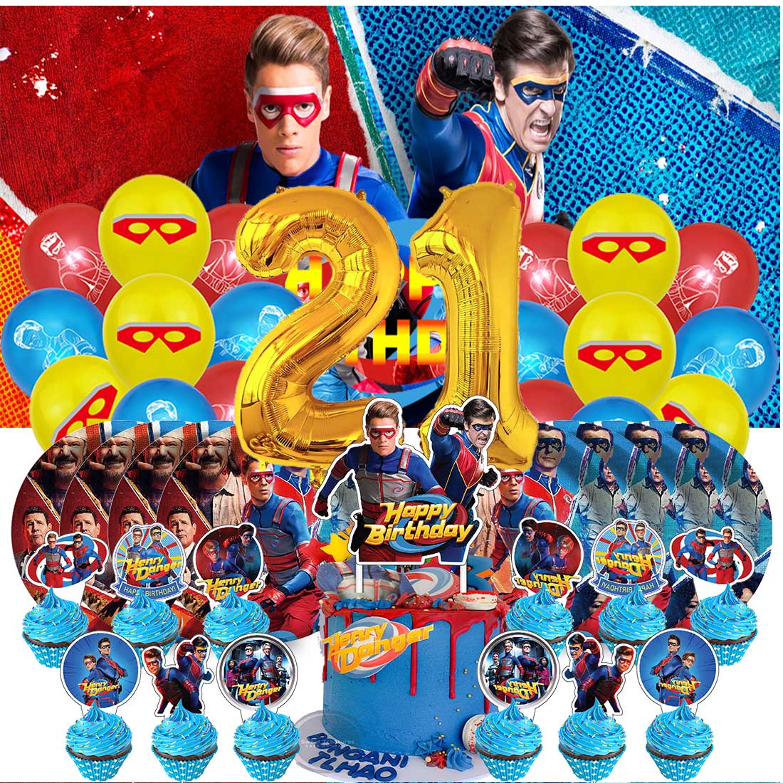 Henry Danger Balloons Party Supplies 21th Decor Tableware Birthday Cake ...