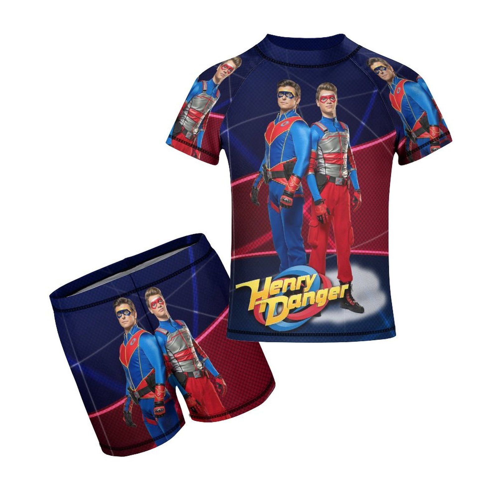 Henry Danger Boys 2-Piece Swimsuit Set, Short Sleeve Rash Guard & Swim ...