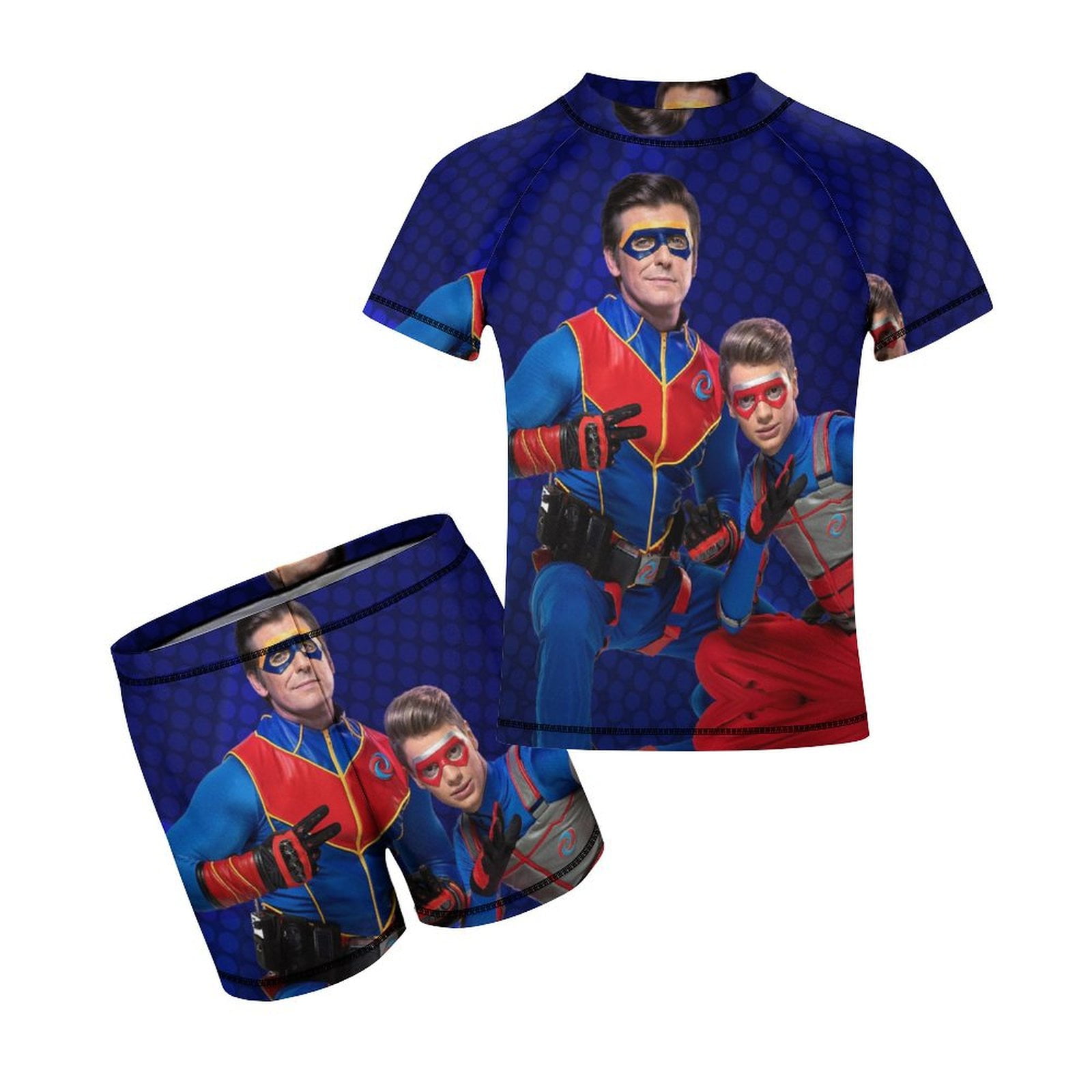 Henry Danger Boys Rash Guard Set 2 Piece Swimsuits Short Sleeve Bathing ...
