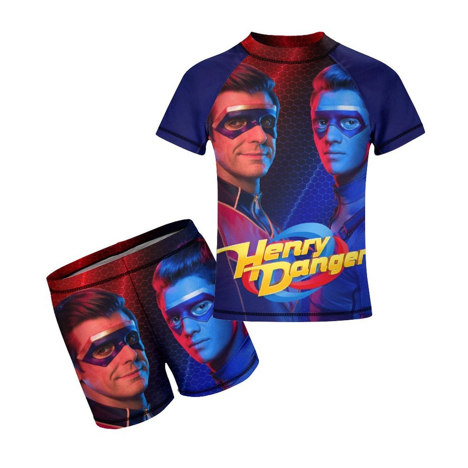 Henry Danger Boys Two Piece Swimsuit Kids Swimwear Set Short Sleeve ...