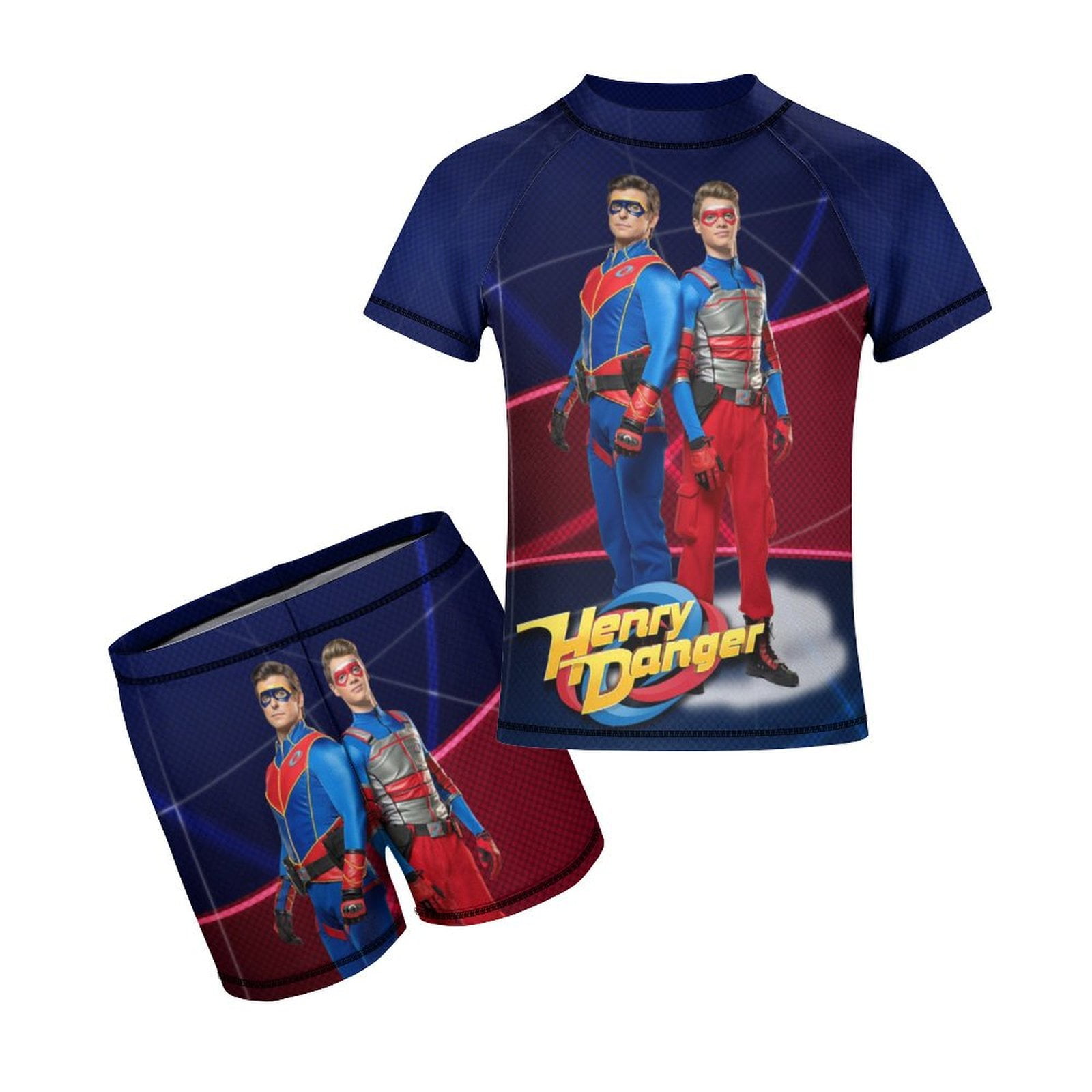 Henry Danger Boys Two Piece Swimsuit Kids Swimwear Set Short Sleeve ...