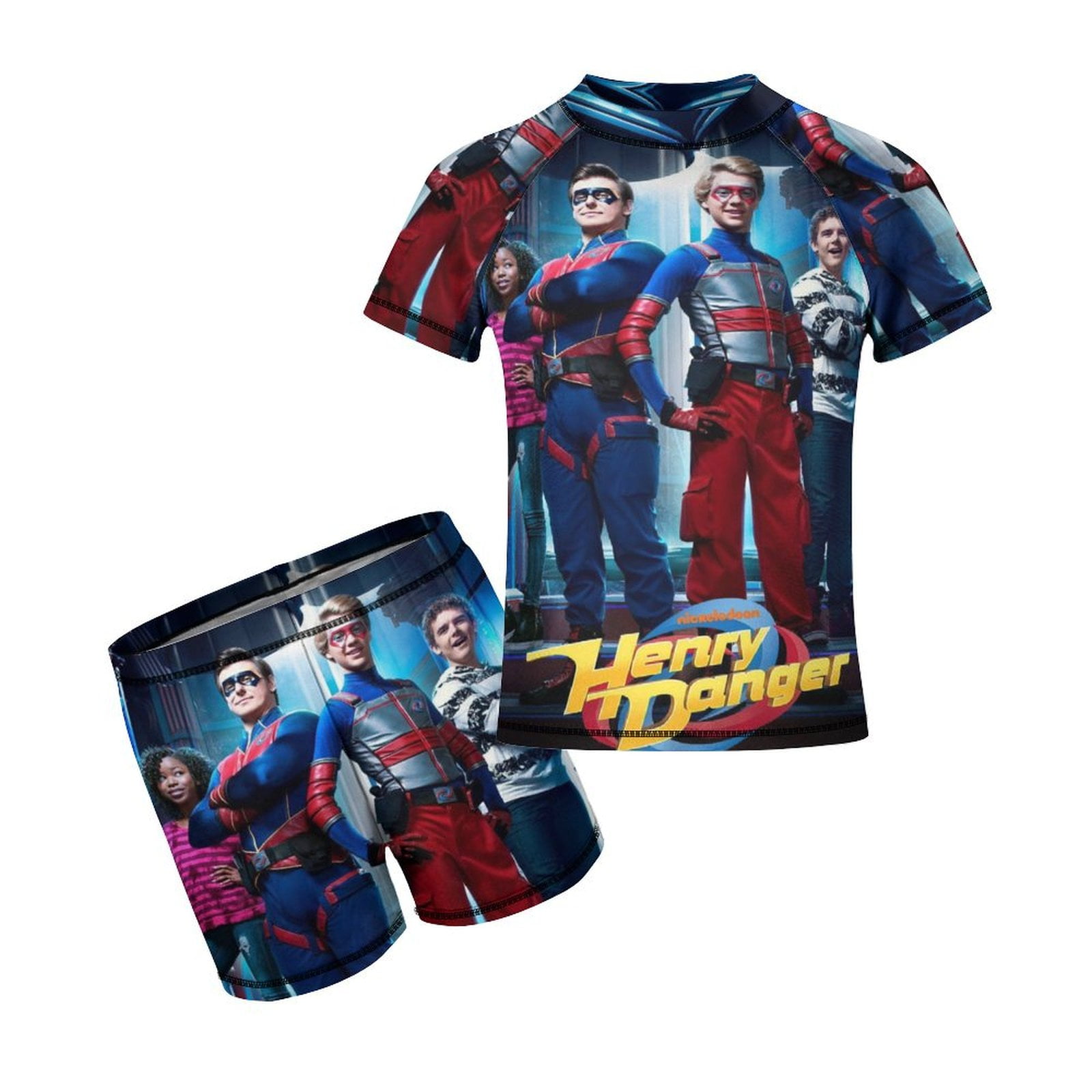 Henry Danger Boys Two Piece Swimsuit Kids Swimwear Set Short Sleeve ...
