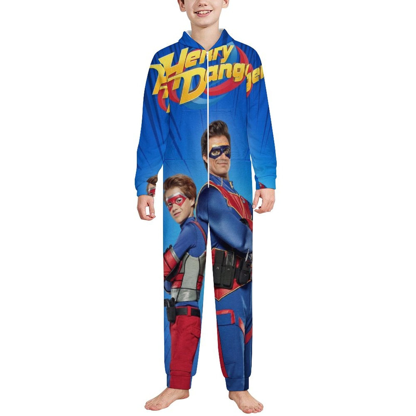 Henry Danger Hooded Union Suit Pajama Onesie Blanket Sleeper - Walmart.com