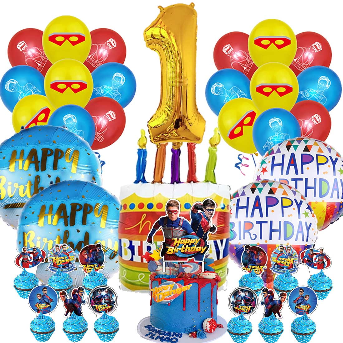 Henry Danger Party Supplies 1st Decor Kit Balloons Birthday Cake Topper ...
