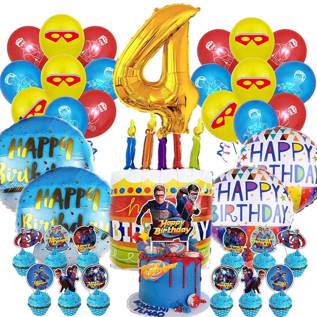 Henry Danger Party Supplies 4th Decor Kit Balloons Birthday Cake Topper ...