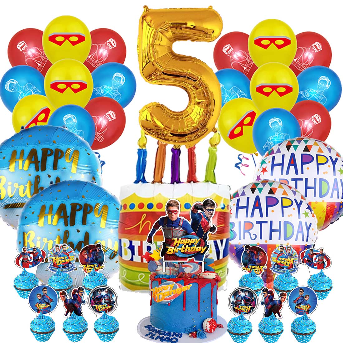 Henry Danger Party Supplies 5th Decor Kit Balloons Birthday Cake Topper ...