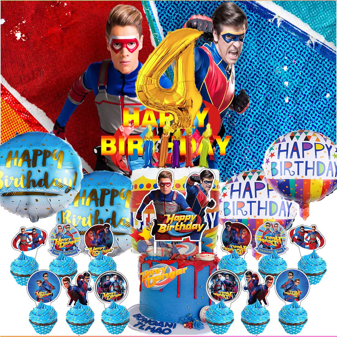 Henry Danger Party Supplies Decor 4th Kit Balloons Birthday Cake Topper ...