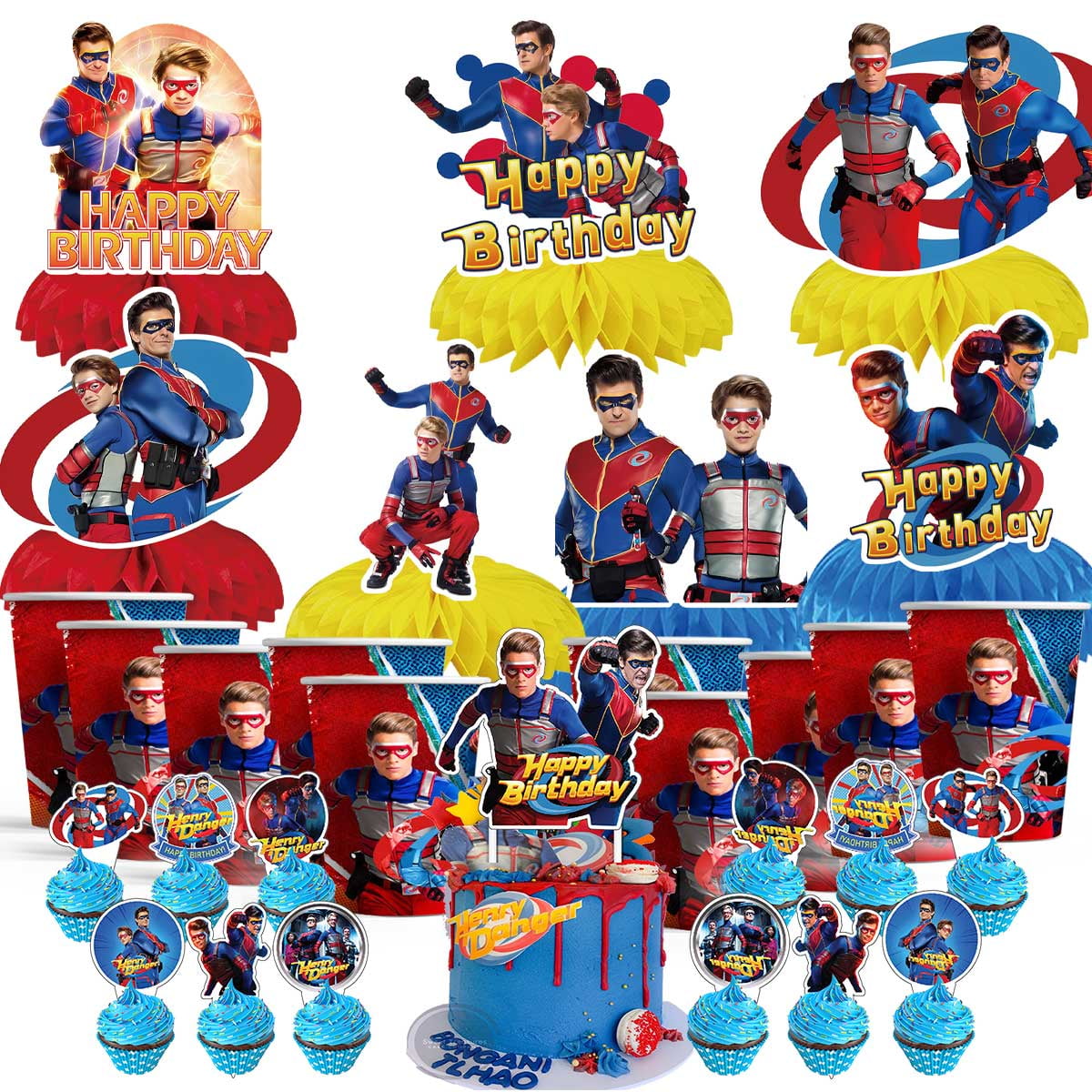 Henry Danger Party Supplies Decor Cups Fans Decorations Honeycomb ...