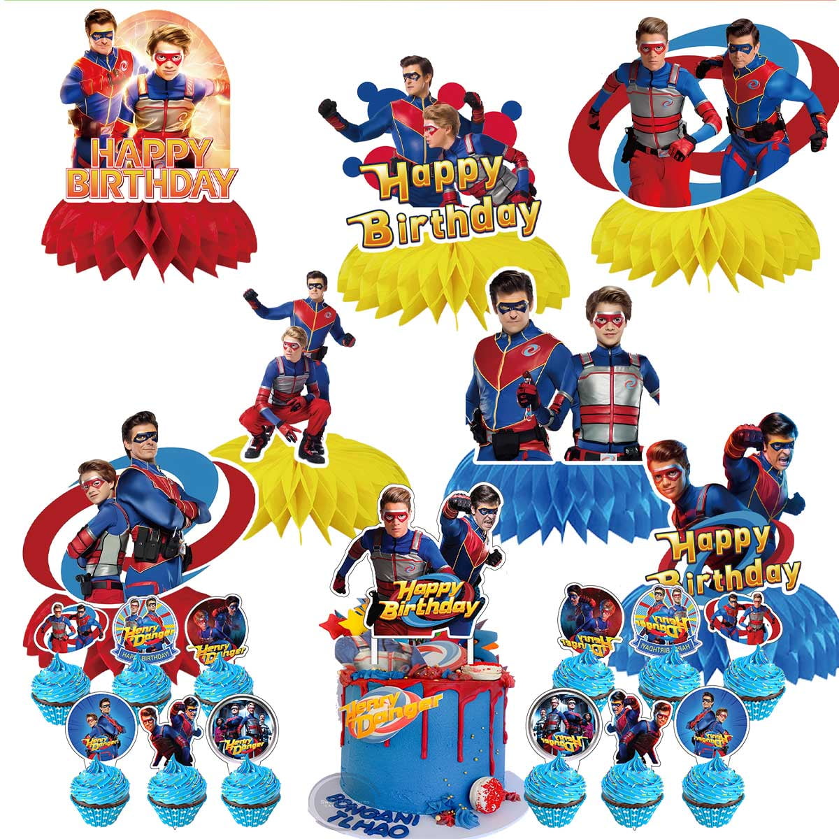 Henry Danger Party Supplies Honeycomb Centerpieces Table Toppers Cake ...