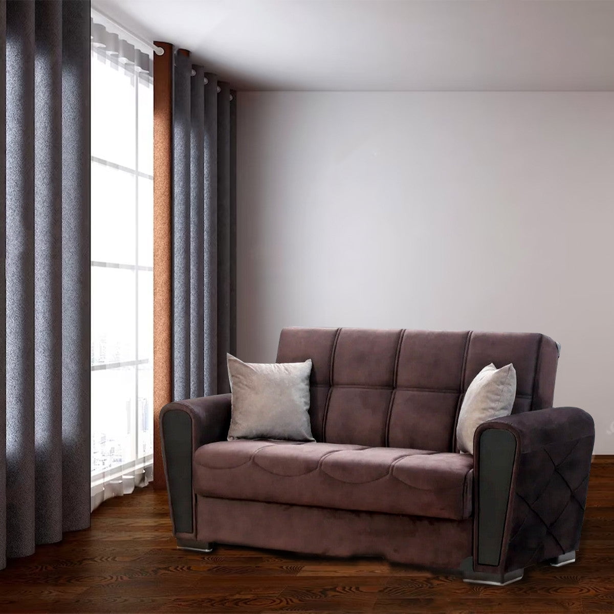 Henry Dark Brown Fabric Sofa Bed - Walmart.com