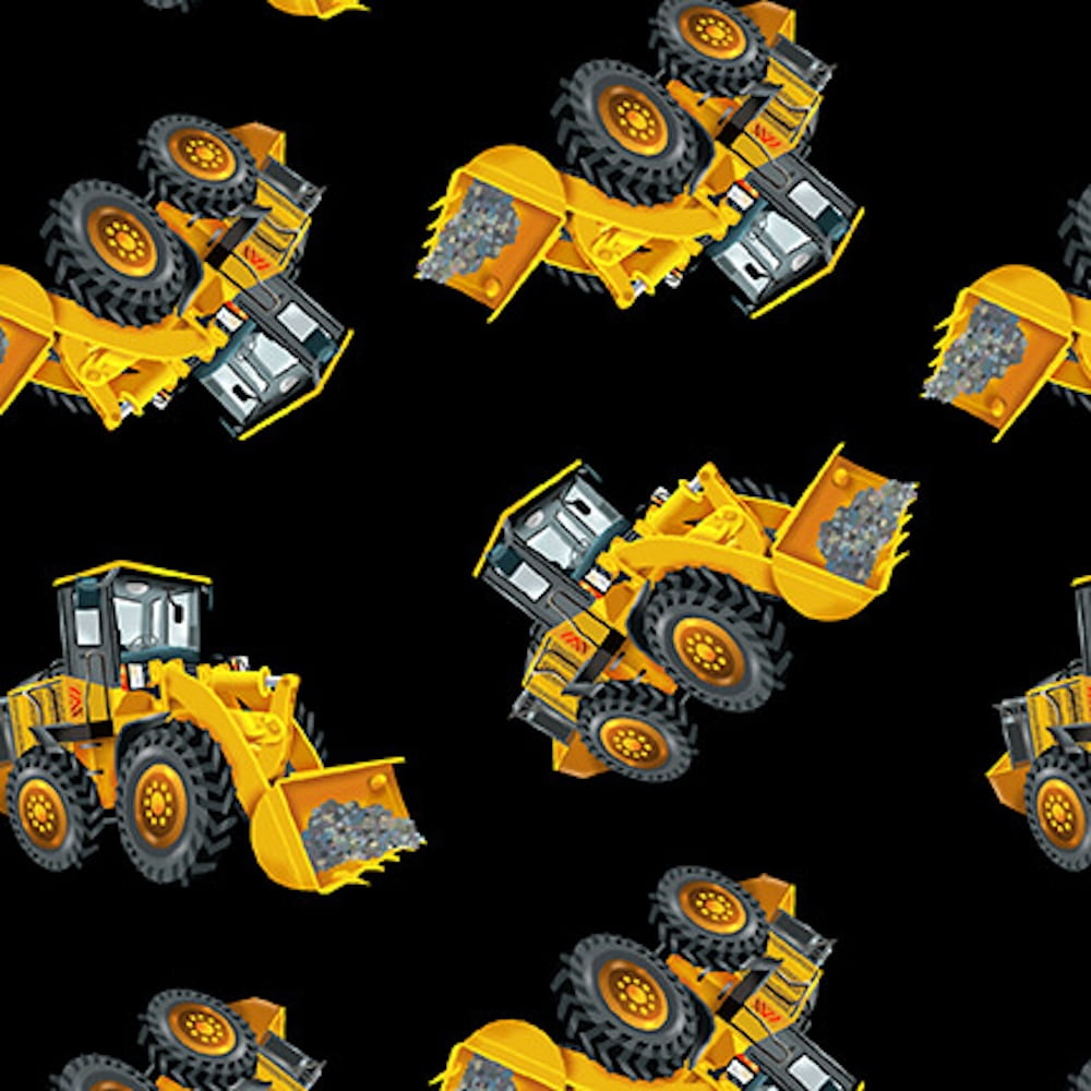 Henry Glass Construction Zone Front Loaders Fabric, Black, 44-Inch Wide ...