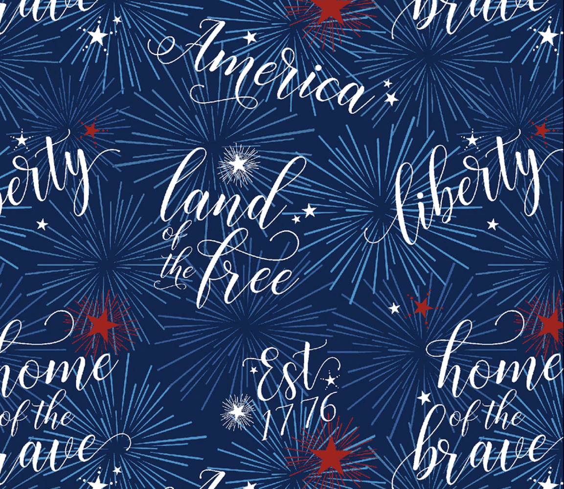 Henry Glass One Nation Tossed Words Blue Fabric By The Yard - Walmart.com