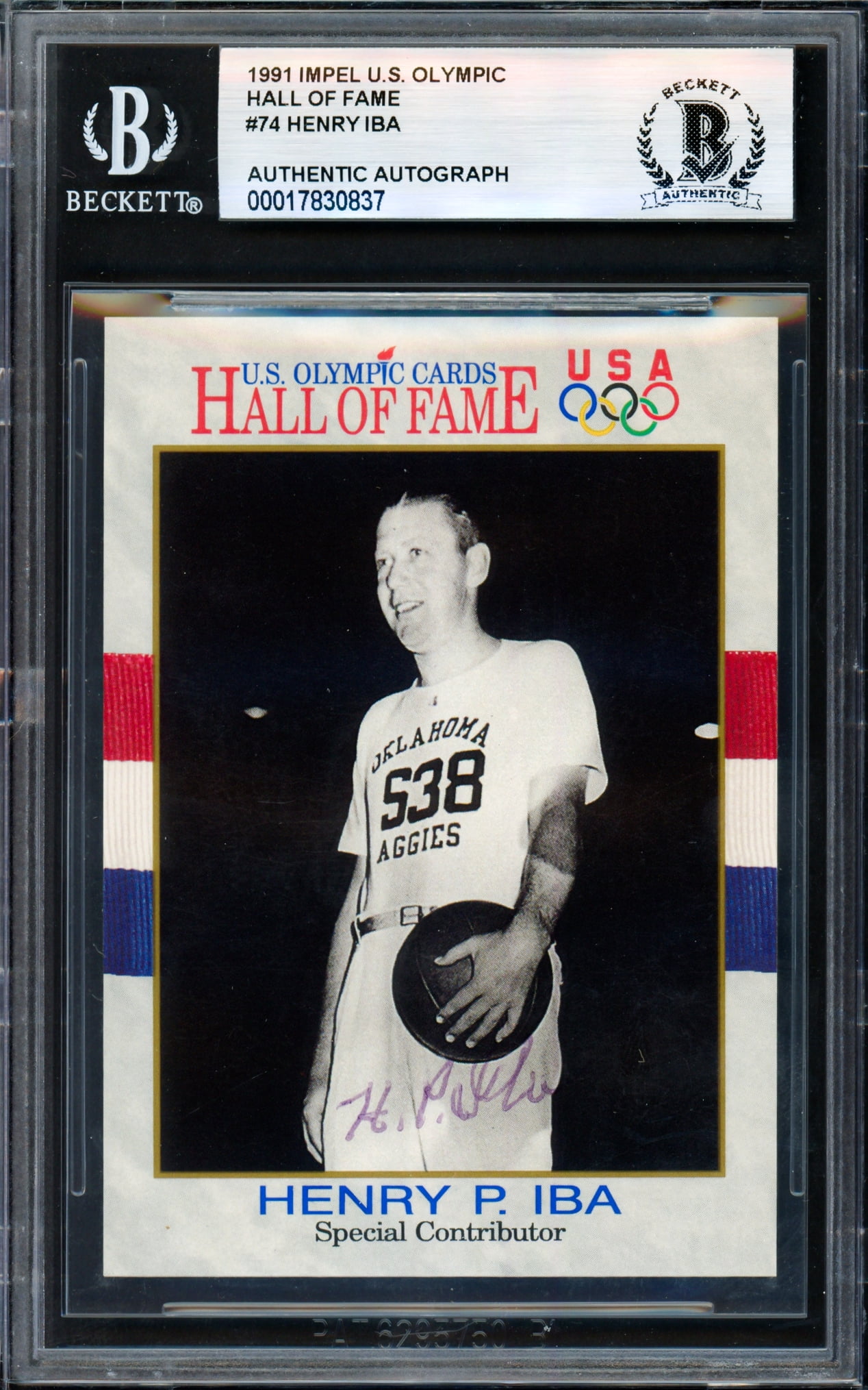 Henry Iba Autographed 1991 Impel Olympics Card #74 1964 U.S. Beckett ...