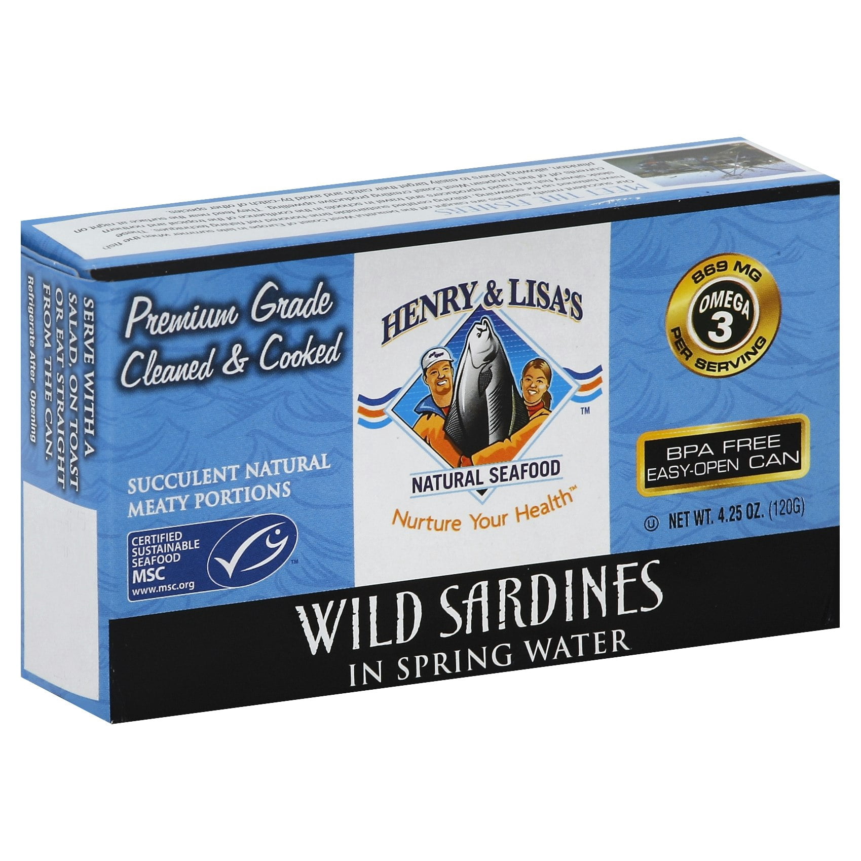 Henry & Lisa's Wild Sardines In Spring Water 4.25 oz (Pack Of 12 ...