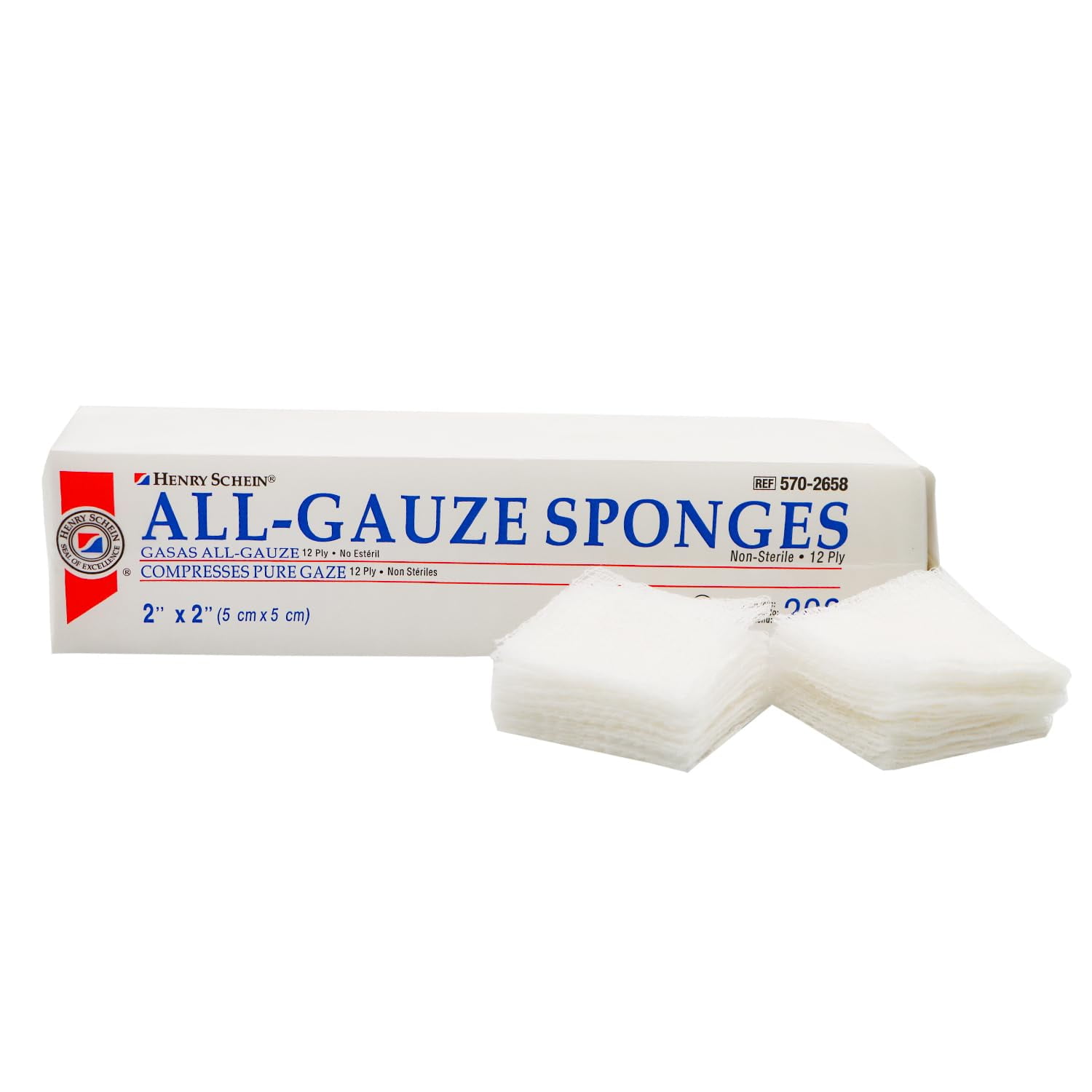 Henry Schein 100% Cotton Woven All-Gauze Sponge 2x2" 12 Ply Non-Sterile ...
