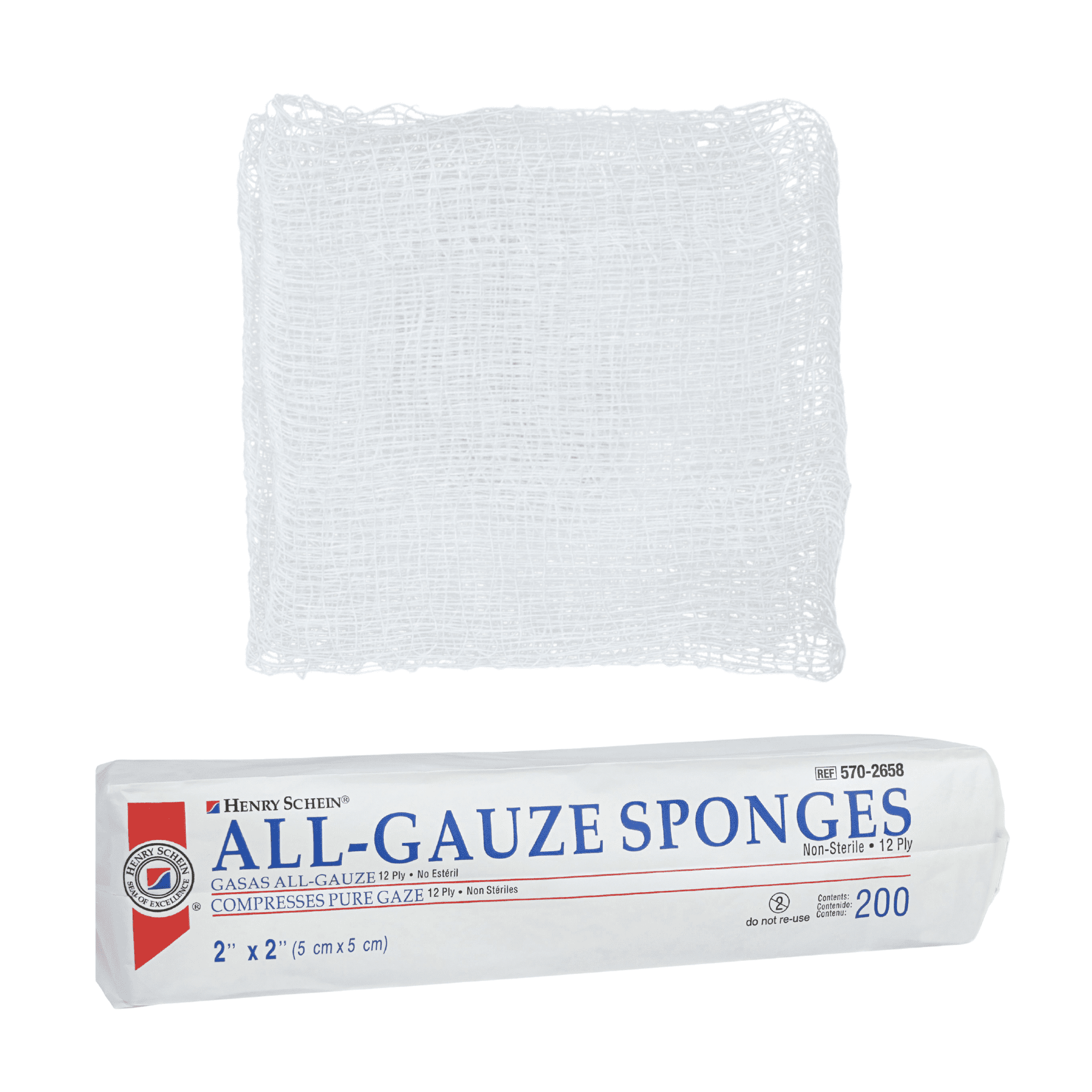 Henry Schein 100% Cotton Woven All-Gauze Sponge 2x2" 12 Ply Non-Sterile ...
