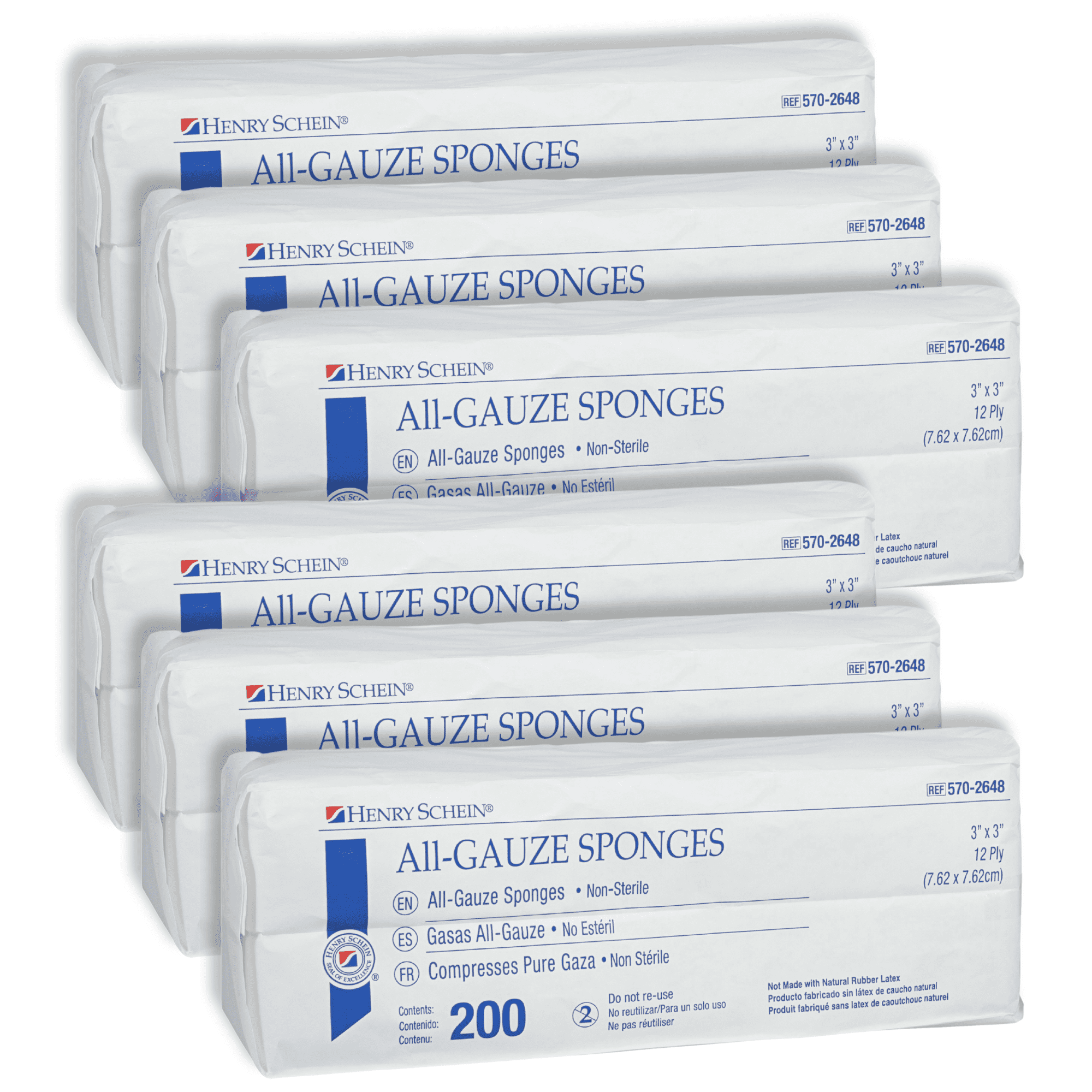 Henry Schein 100% Cotton Woven All-Gauze Sponge 3x3" 12 Ply Non-Sterile ...