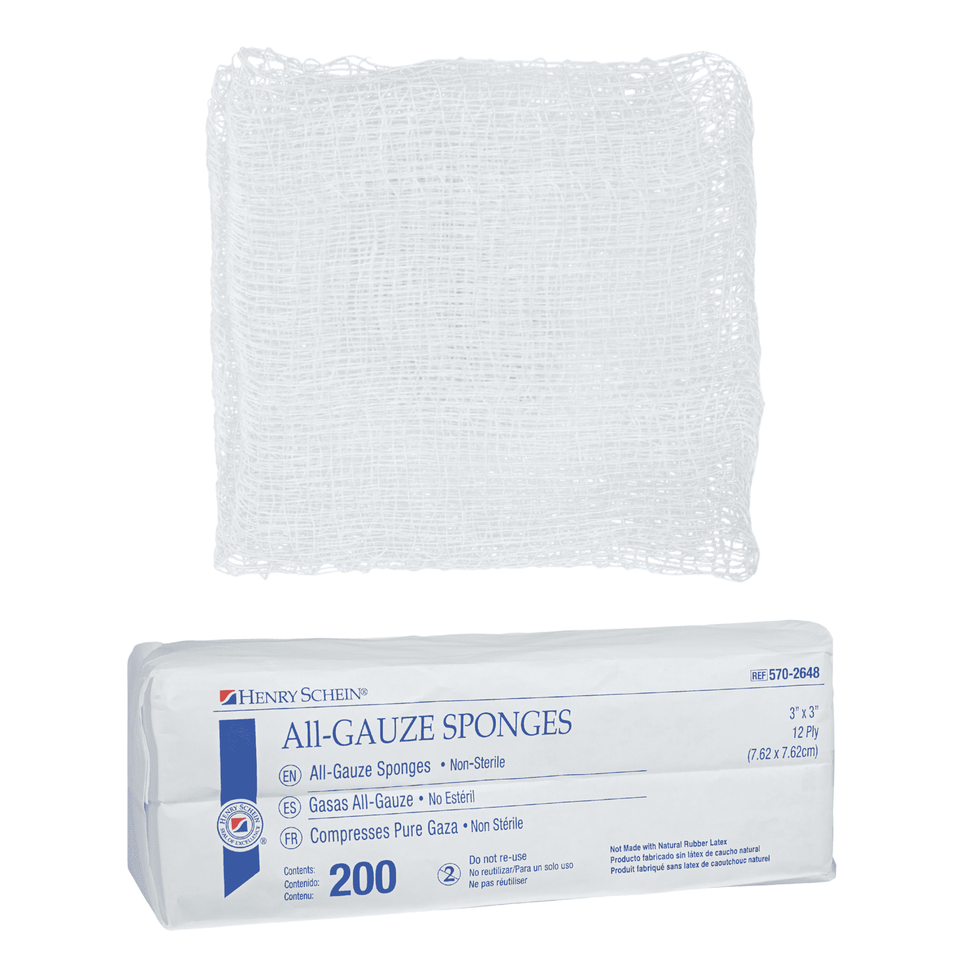Henry Schein 100% Cotton Woven All-Gauze Sponge 3x3" 12 Ply Non-Sterile ...