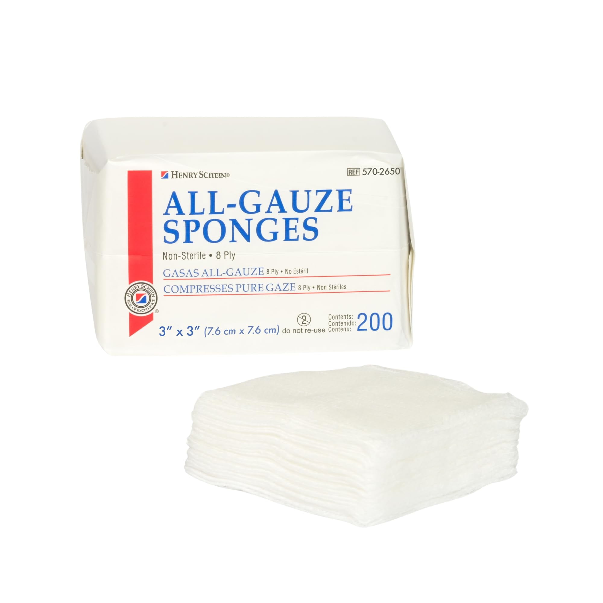 Henry Schein 200/Pack Non-Sterile Gauze Pads 3’’ x 3’’ for Wound ...