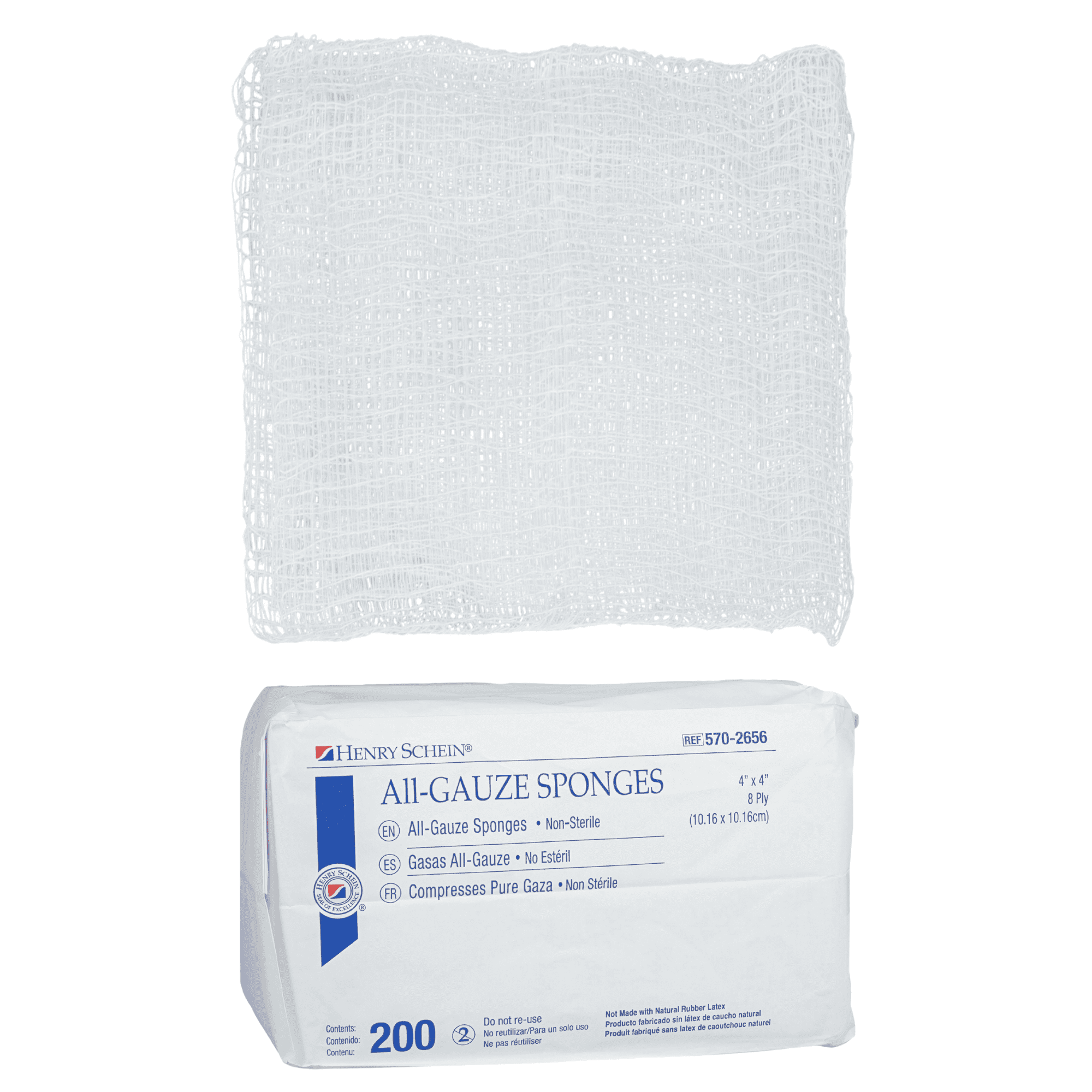 Henry Schein 8-Ply, 100% Cotton First Aid Gauze Pads, Non-Sterile, 4" x ...