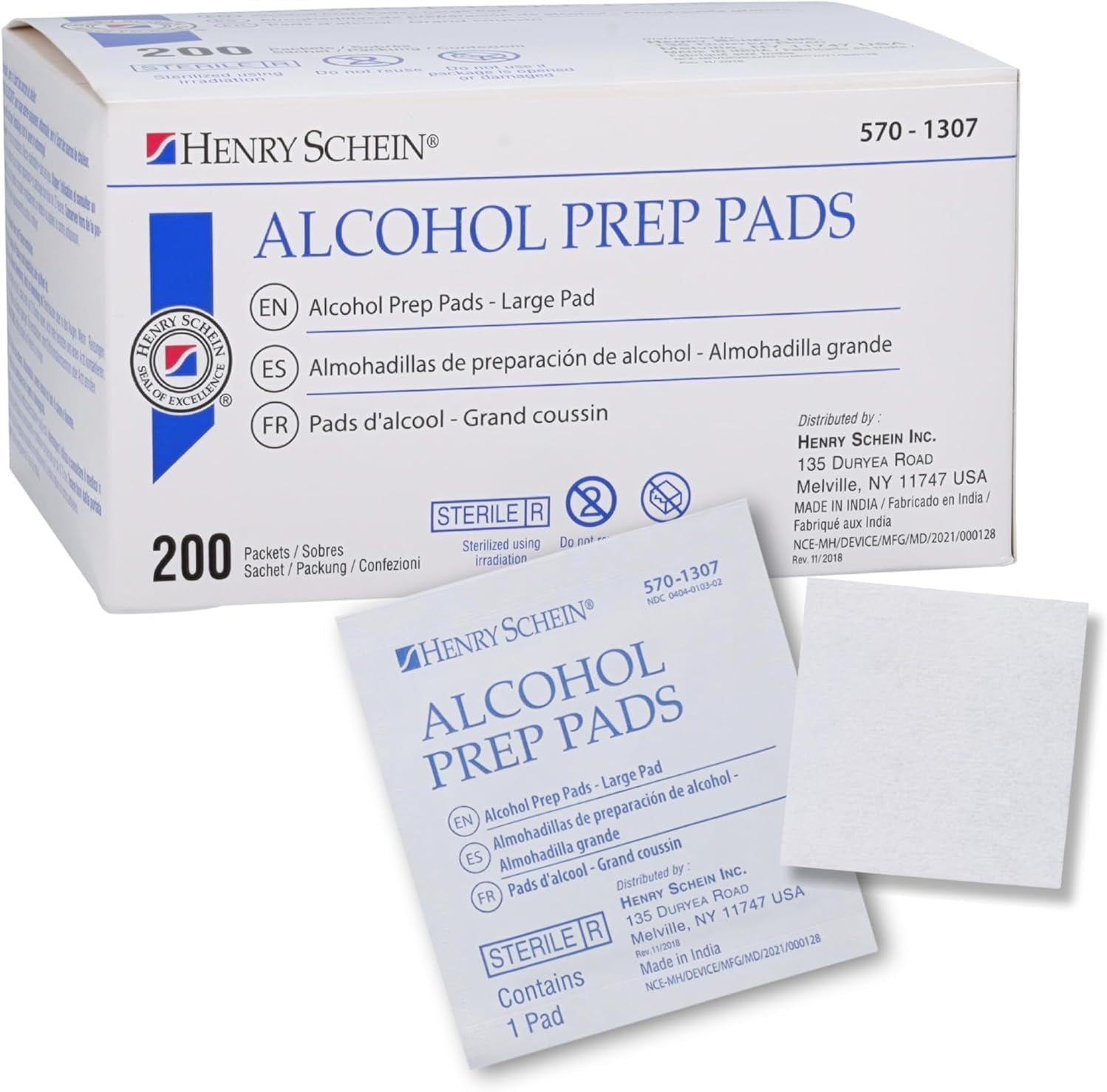 Henry Schein Sterile Alcohol Medical Prep Pads, Large, 2-ply, Pack of ...