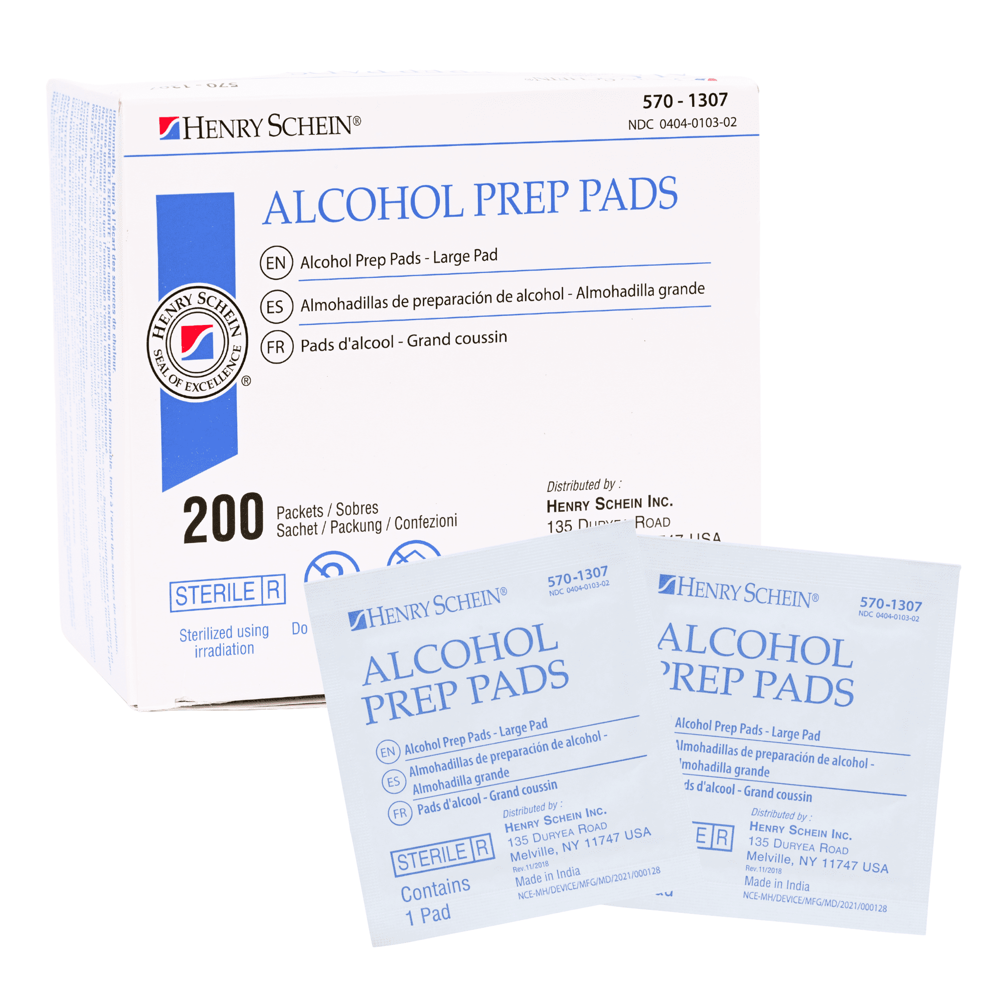 Henry Schein Sterile Alcohol Medical Prep Pads, Large, 2-ply, Pack of ...