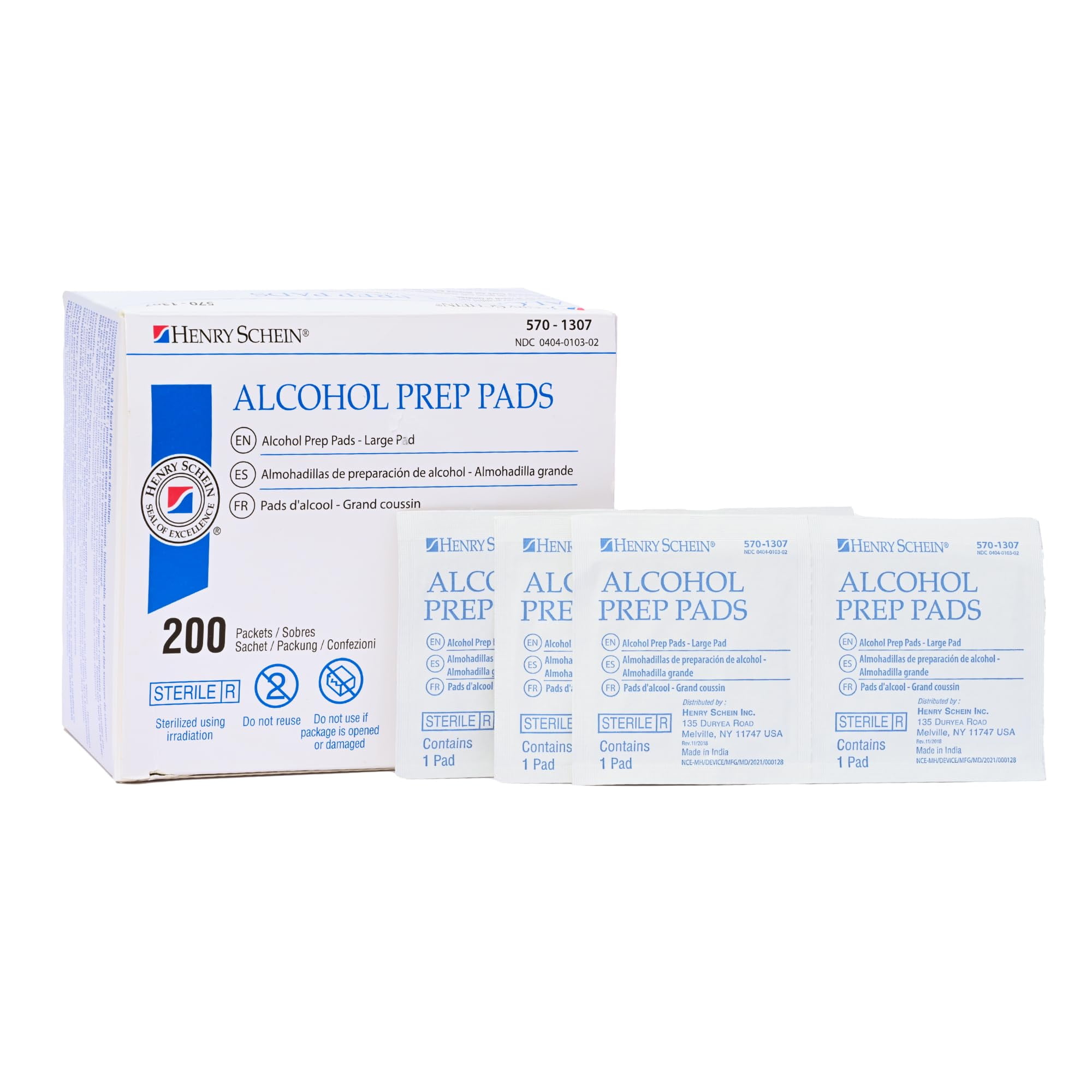 Henry Schein Alcohol Prep Pads, Large, 2-ply, Sterile, Pack of 1 (200 ...