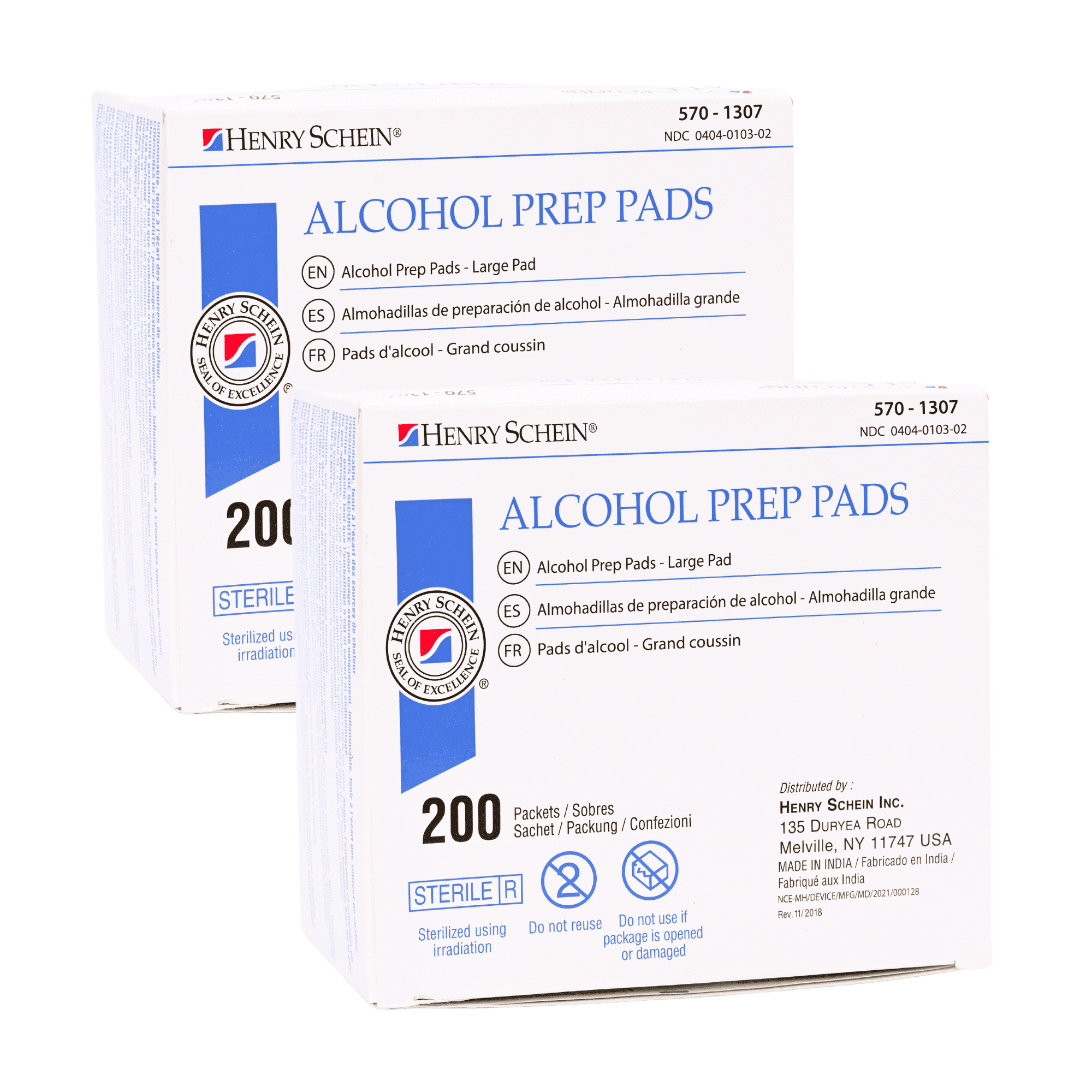 Henry Schein Alcohol Prep Pads, Large, 2-ply, Sterile, Pack of 2 (400 ...