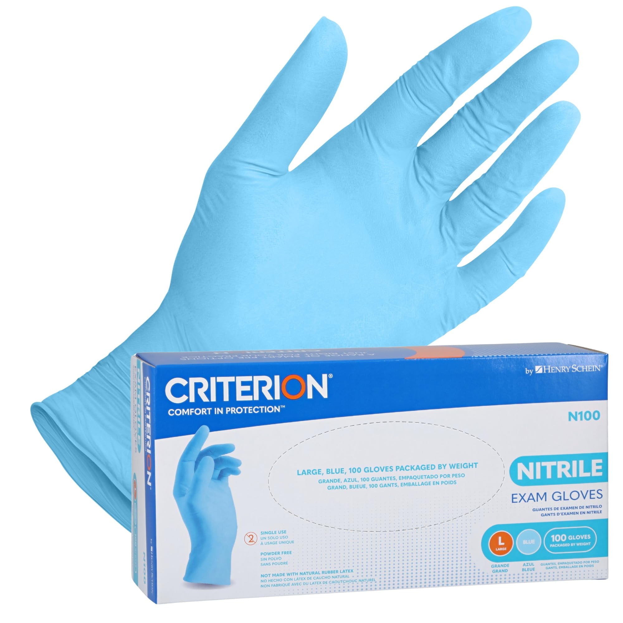 Henry Schein Criterion N100 Nitrile Exam Gloves, Blue, 3.54 Mil, Powder ...