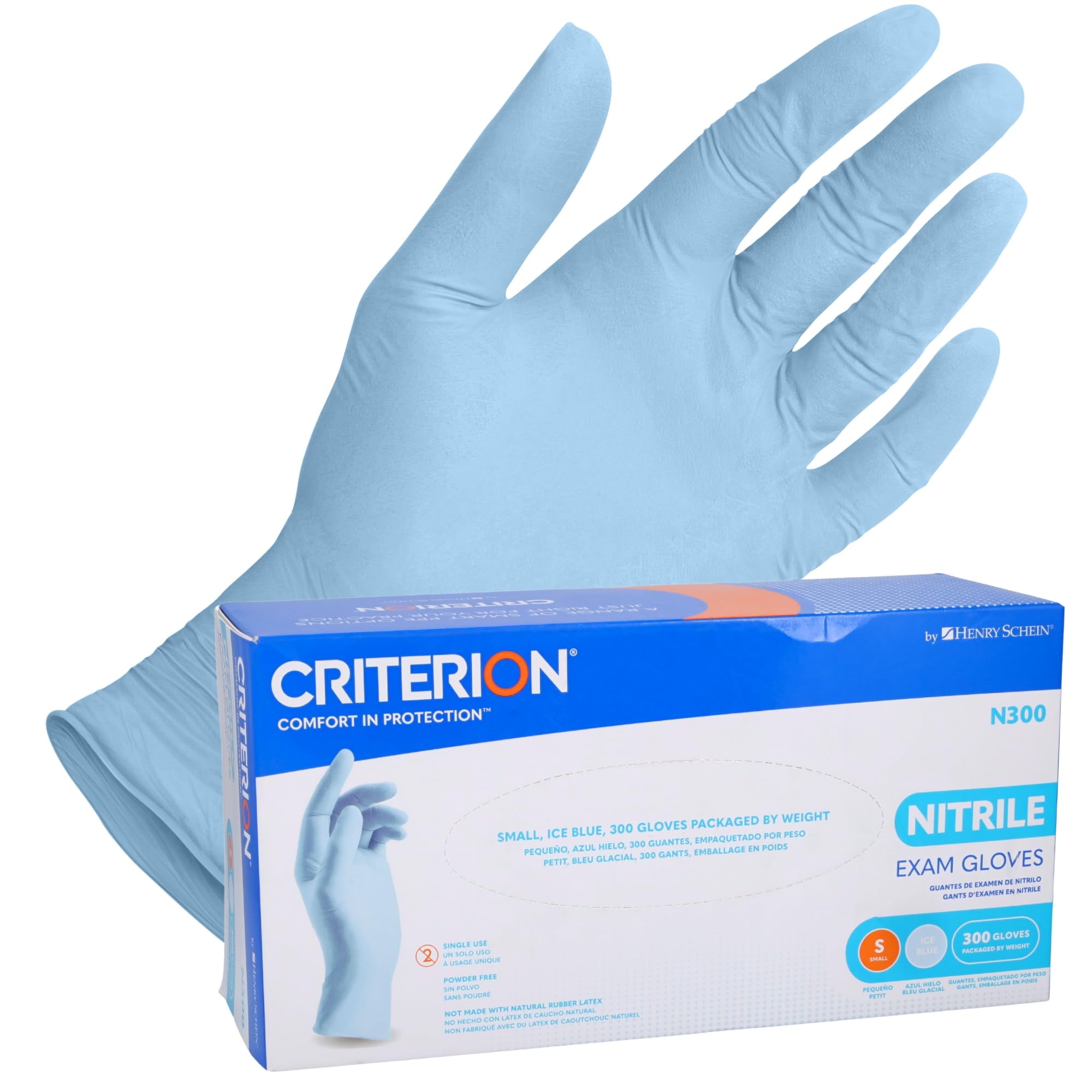 Henry Schein Criterion N300 Nitrile Exam Gloves – Small, Ice Blue, 300 ...