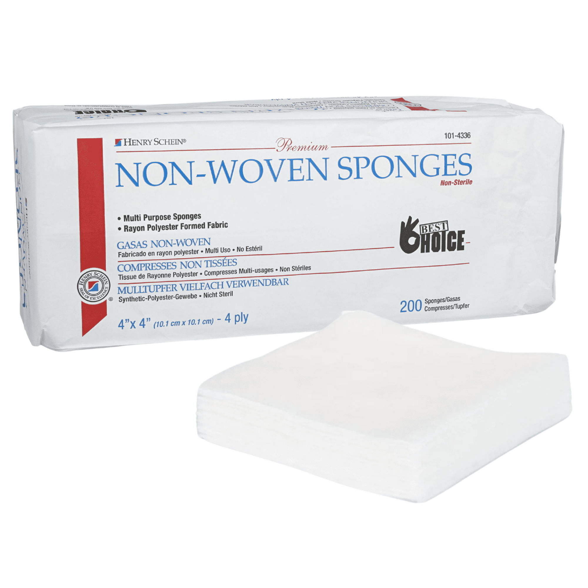 Henry Schein Premium Gauze, Rayon Polyester Blend Non-Woven Sponges, 4 ...