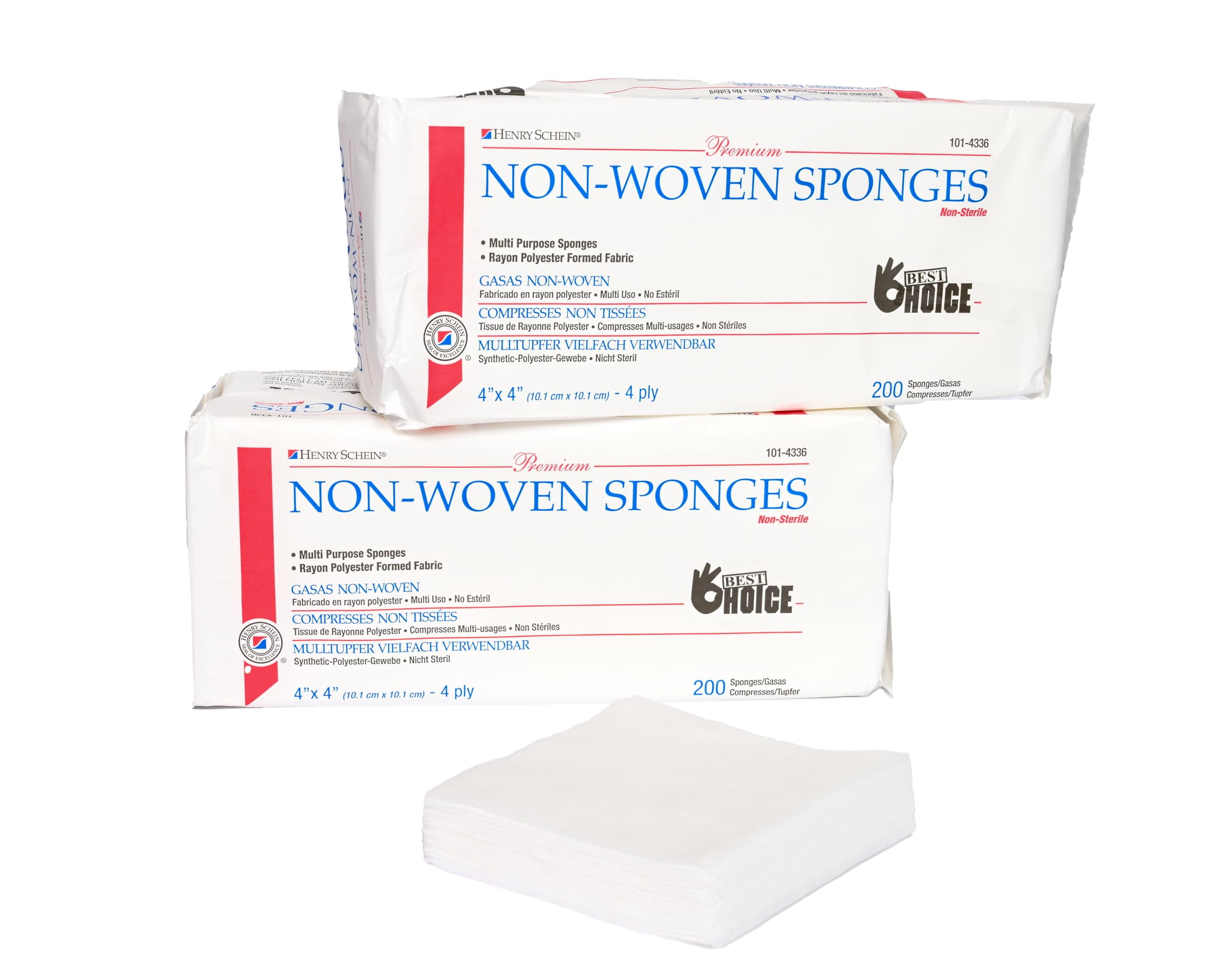 Henry Schein Premium Gauze, Rayon/Polyester Blend Non-Woven Sponges, 4 ...