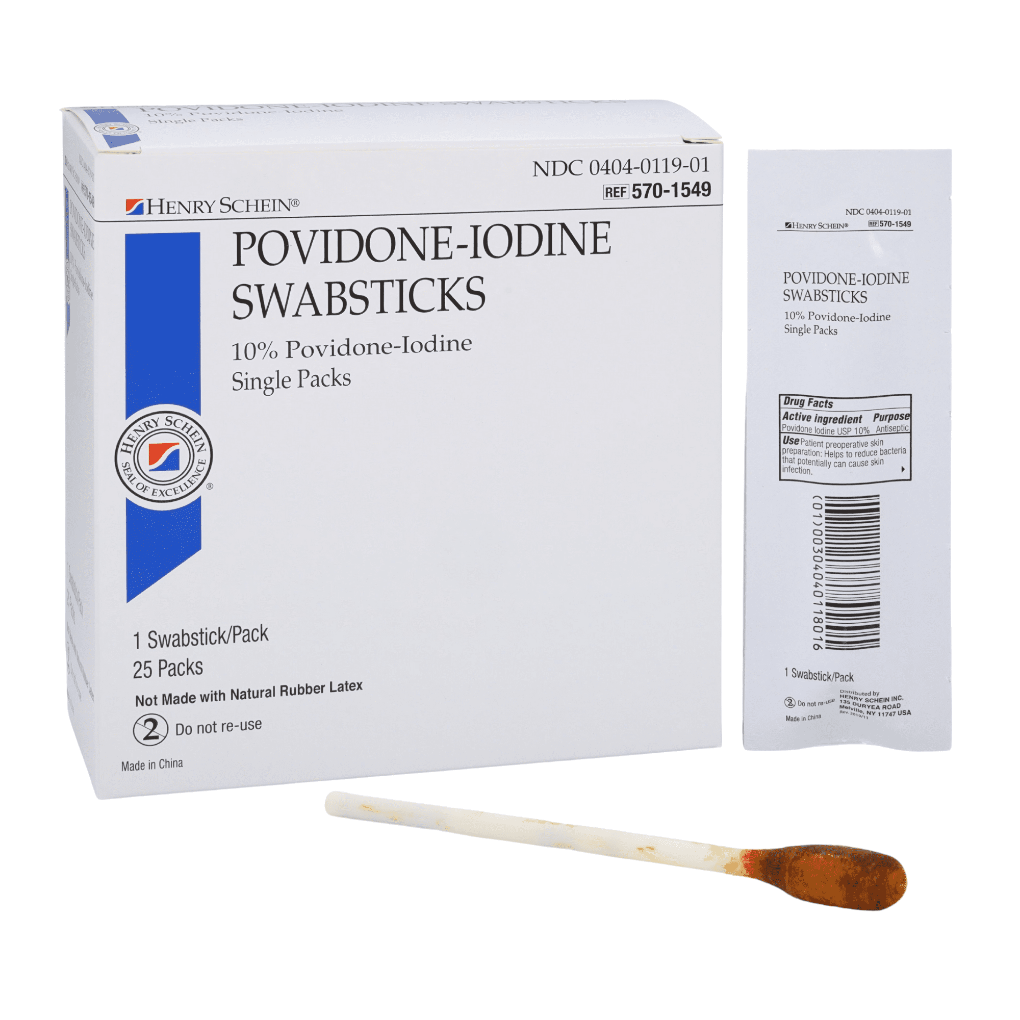 Henry Schein Prep Povidone-Iodine Cotton Swabs, Individually Packed, 25 ...