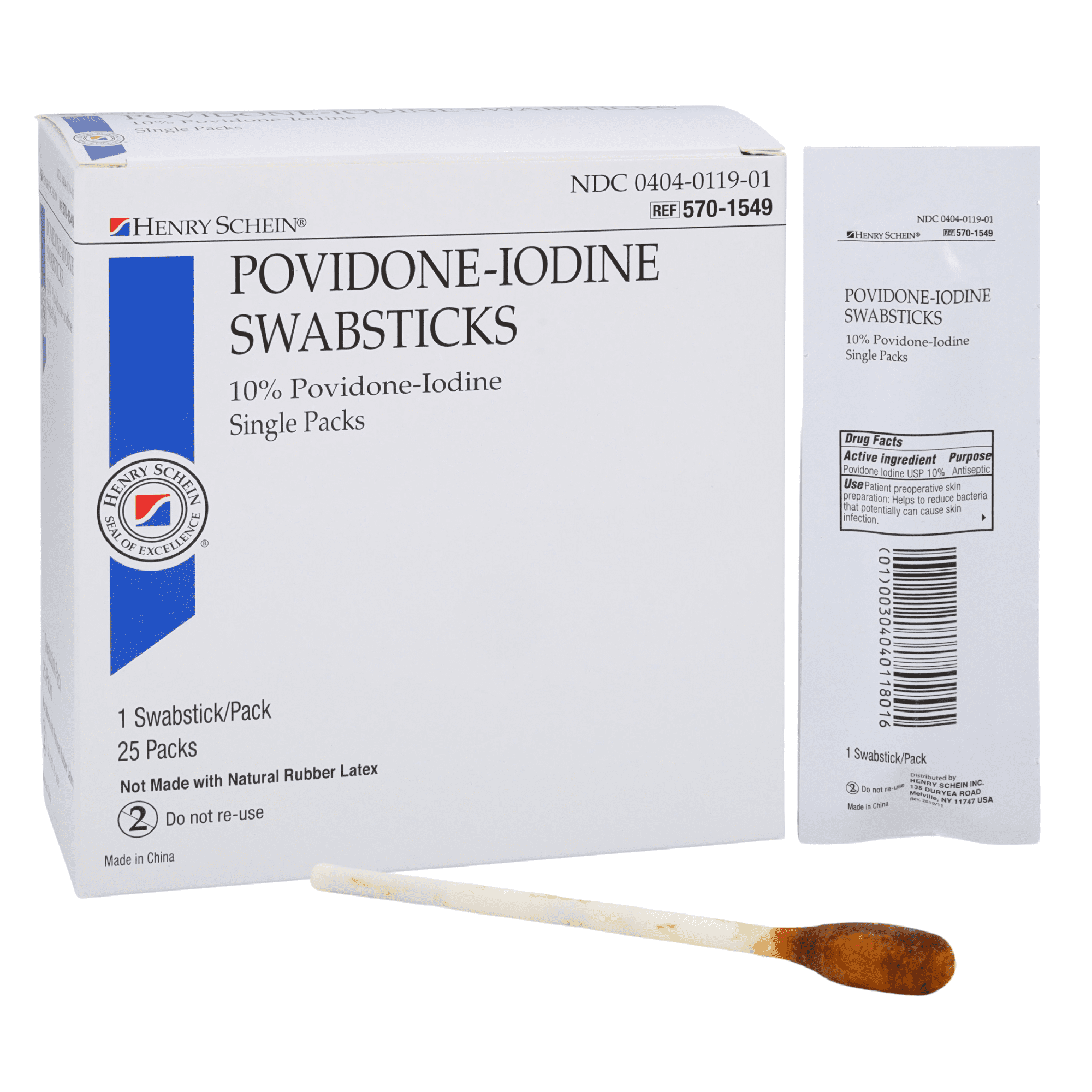 Henry Schein Prep Povidone-Iodine Swabsticks 1's- Individually Packed ...