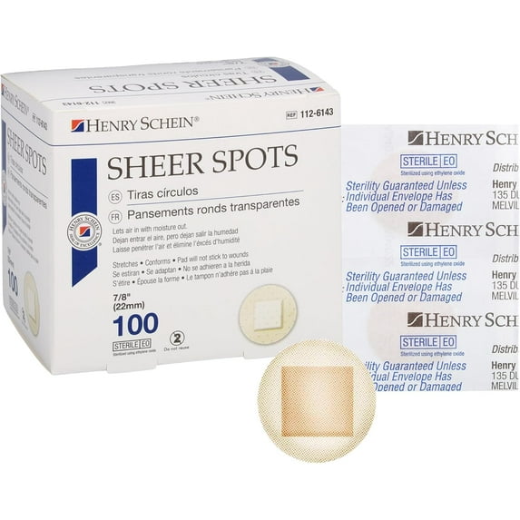 Henry Schein Sheer 7/8" Spot Bandages, Flexible Adhesive Protection for ...