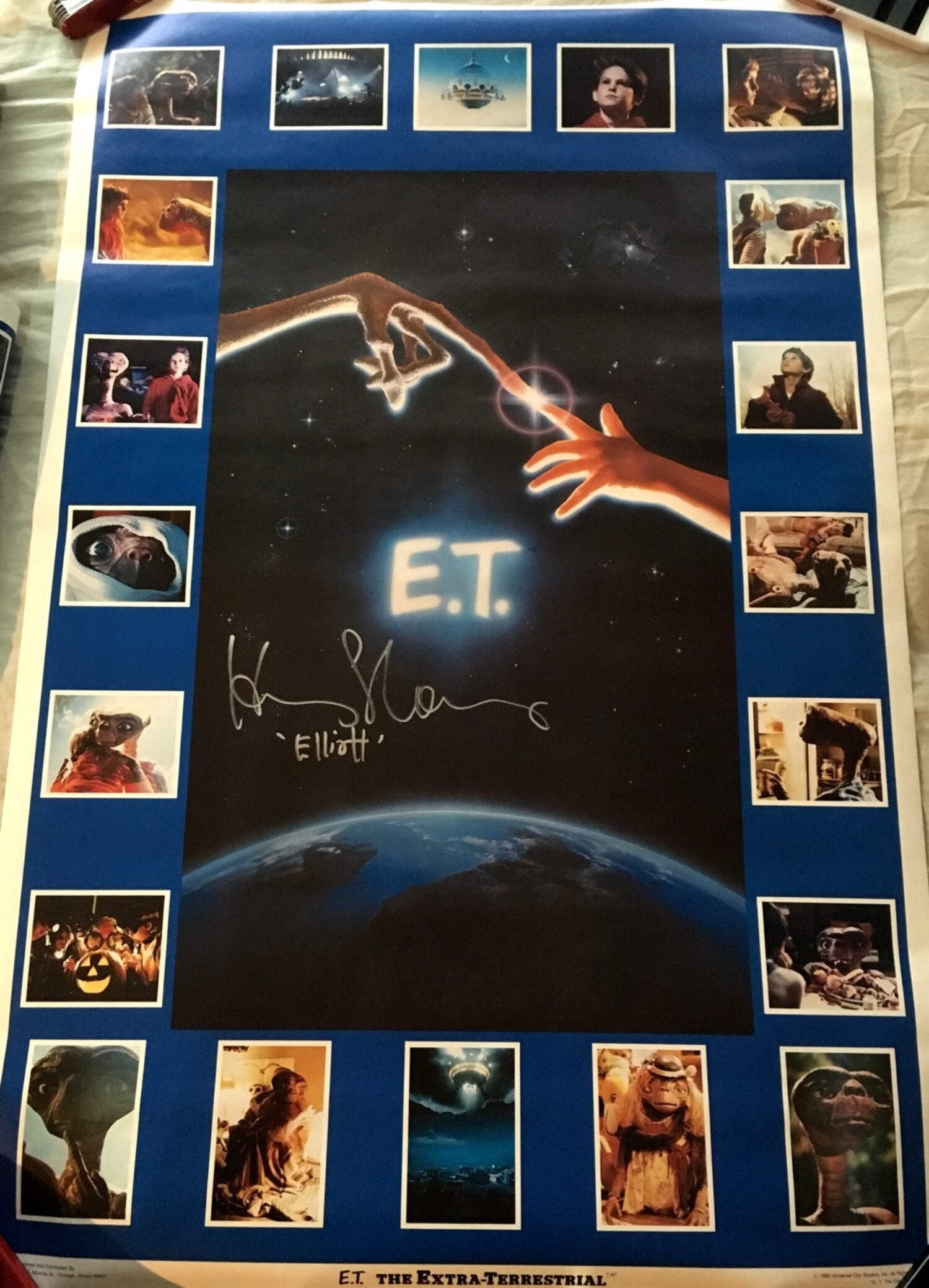 Henry Thomas autographed E.T. 23x35 inch montage movie poster inscribed ...