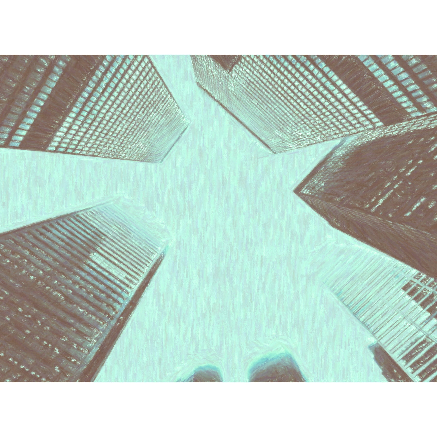 Henry Toronto City Buildings Up View Blue Sketch Large Wall Art Print ...