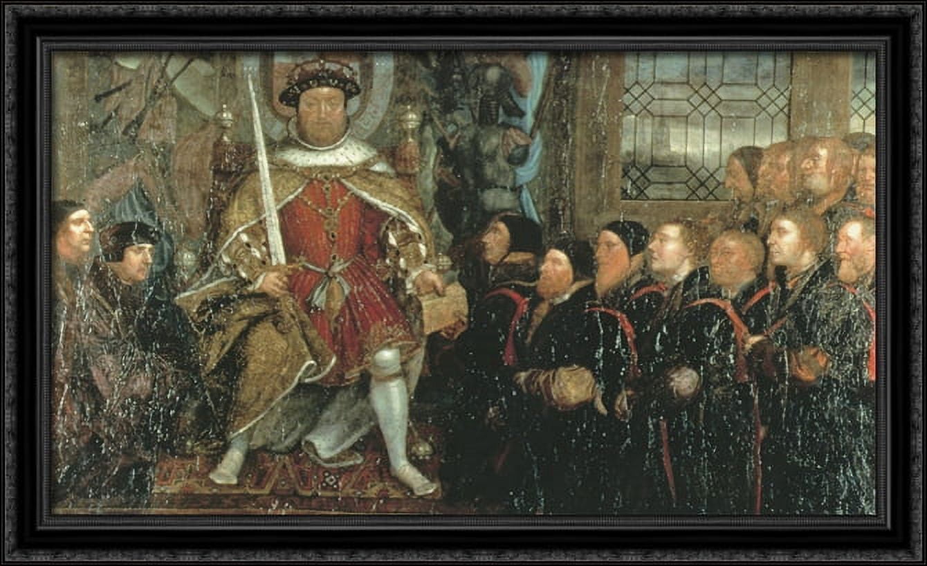 Henry VIII and the Barber Surgeons 40x26 Large Black Ornate Wood Framed ...