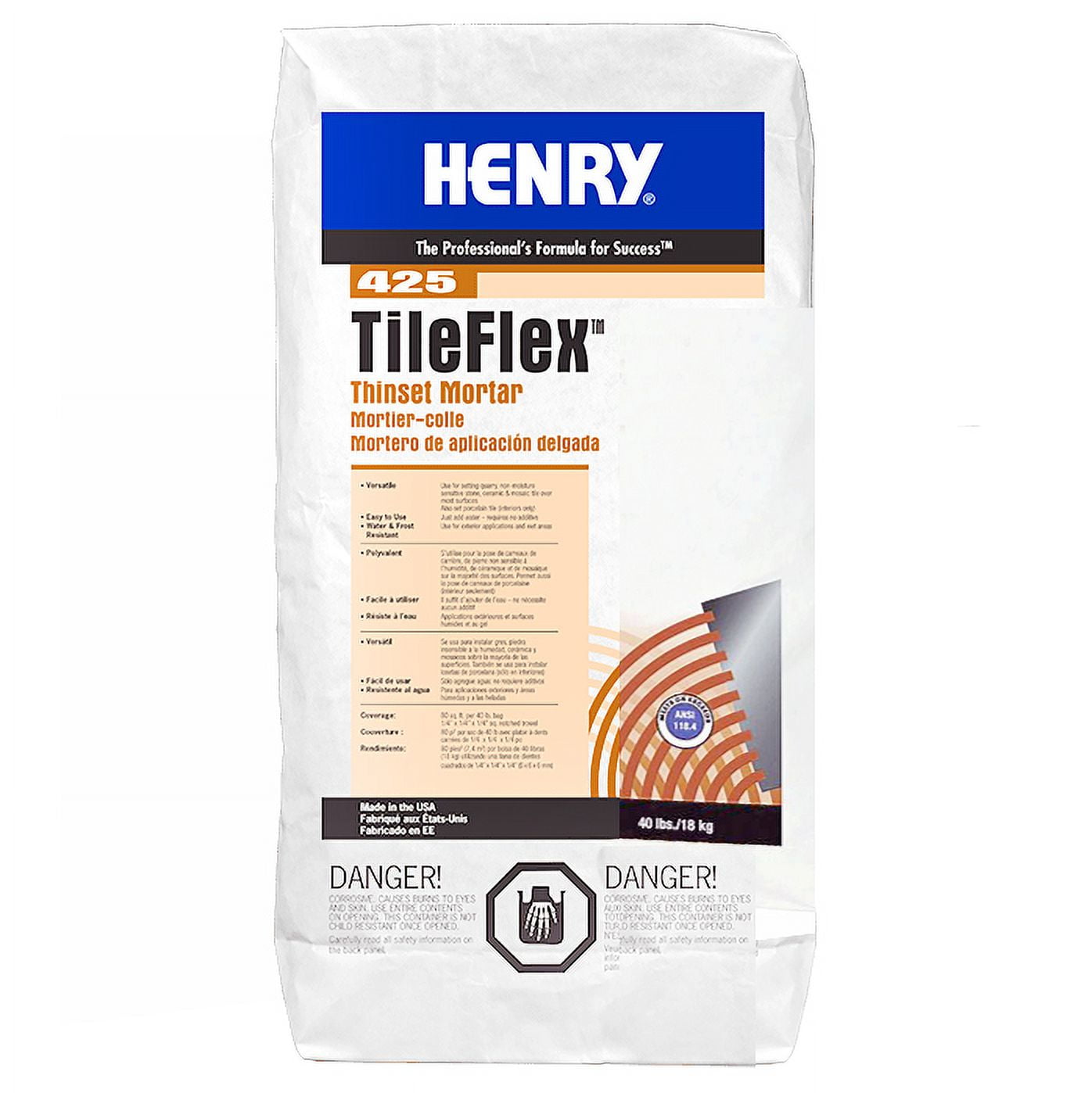 Henry 425 TileFlex 40 Lb. Gray Thin-Set Mortar, 40 Lb. 12260 - Walmart.com