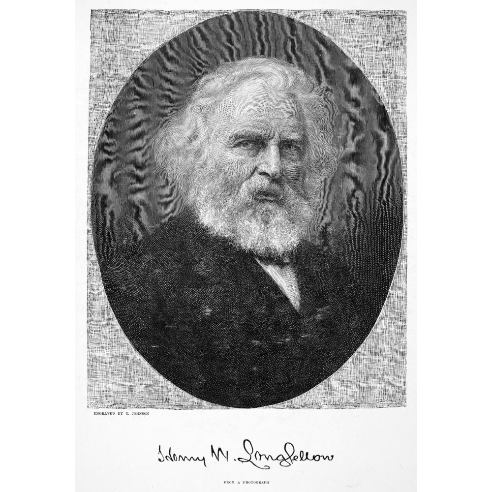 Henry Wadsworth Longfellow N(1807-1882). American Poet. Wood Engraving ...