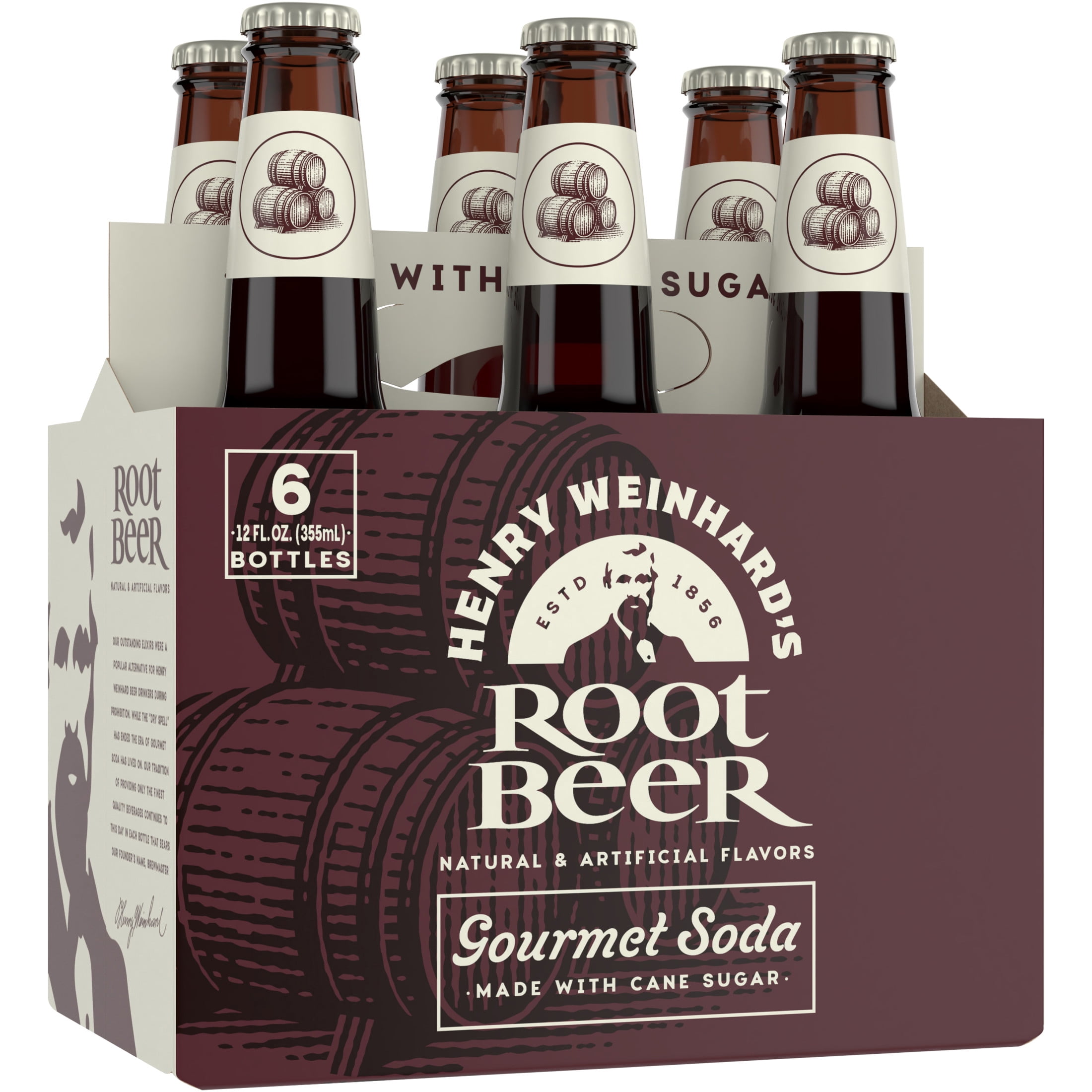 Henry Weinhard's Root Beer Soda, 6 Pack, 12 fl oz Glass Bottles, 0.0% ...