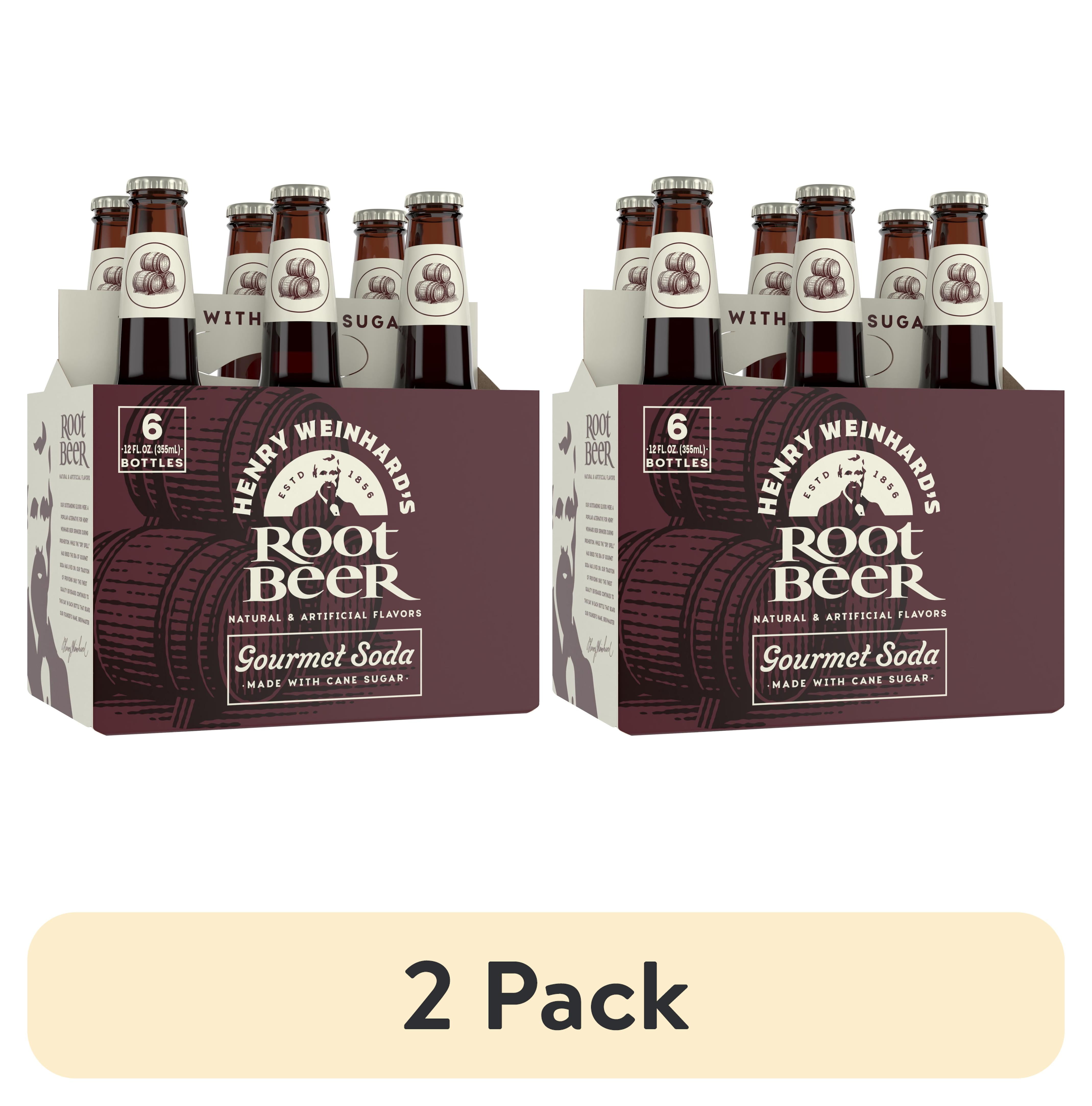 (2 pack) Henry Weinhard's Root Beer Soda, 6 Pack, 12 fl oz Glass ...