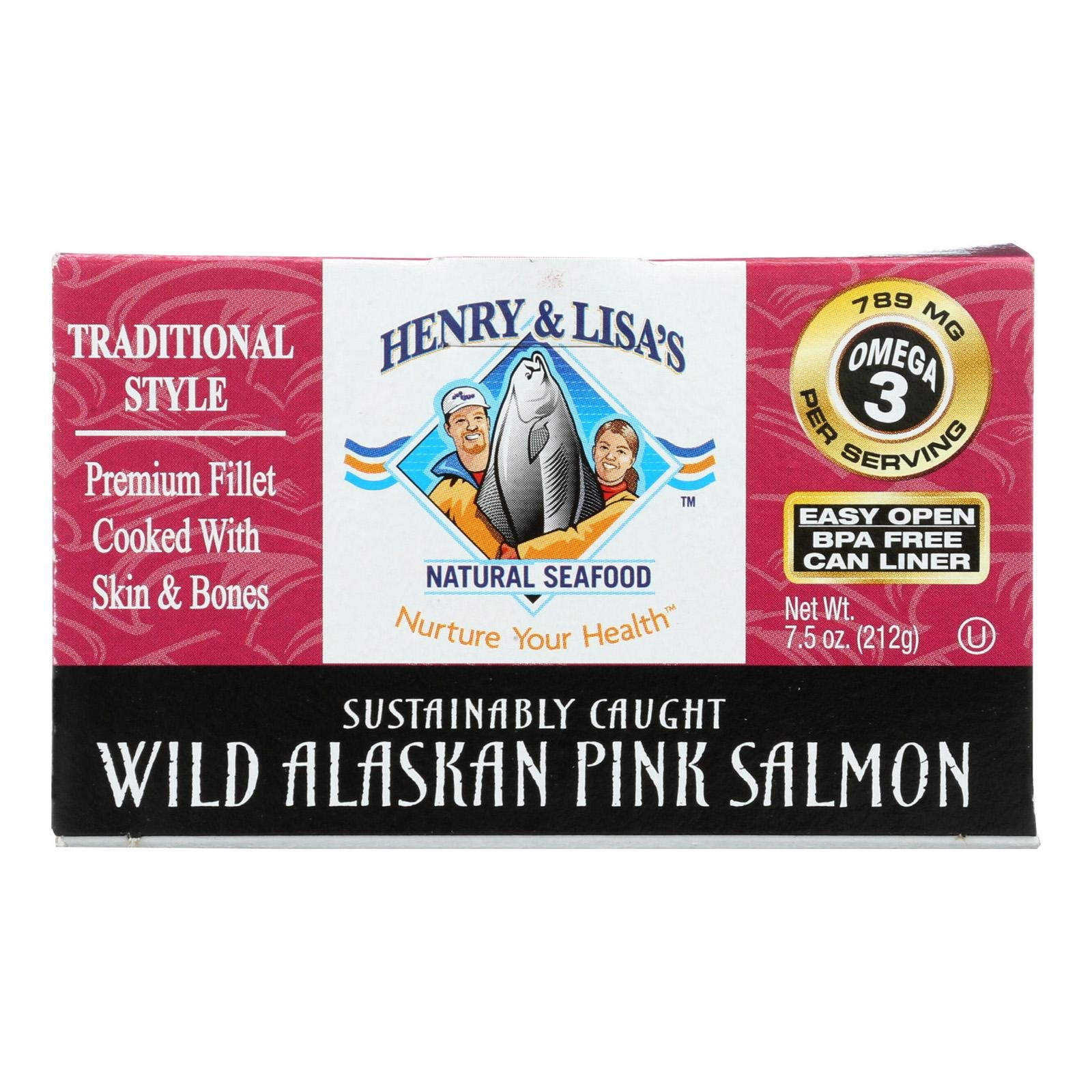 Henry & Lisa's Natural Seafood Wild Alaskan Pink Salmon, 7.5 oz Can ...