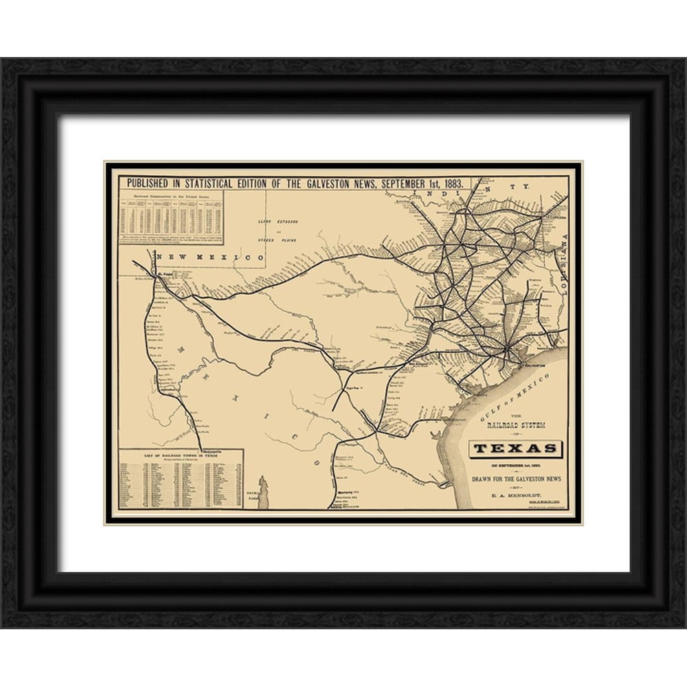 Hensoldt 32x25 Black Ornate Wood Framed with Double Matting Museum Art Print Titled - Texas ...
