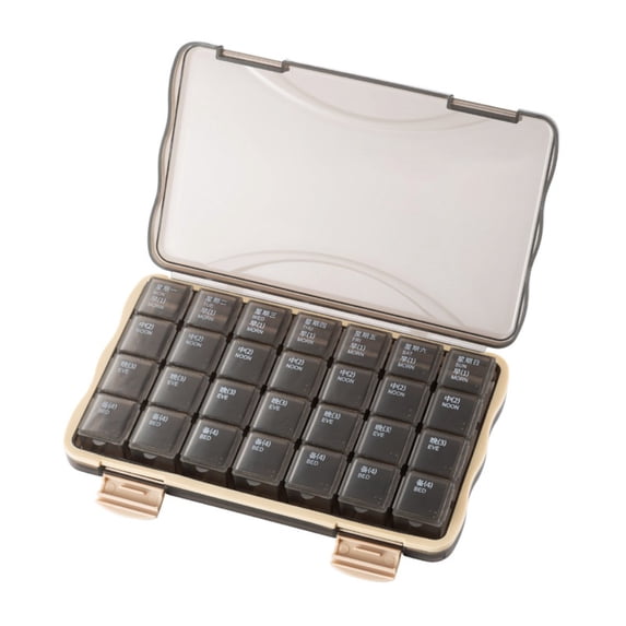 Hent 28-Grid Weekly Pill Organizer, 4 Times a Day Medication Storage ...