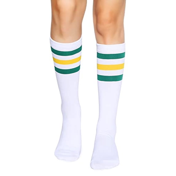 Henwarry Over the Calf Tube Socks Classic Triple Stripes Cotton Retro ...